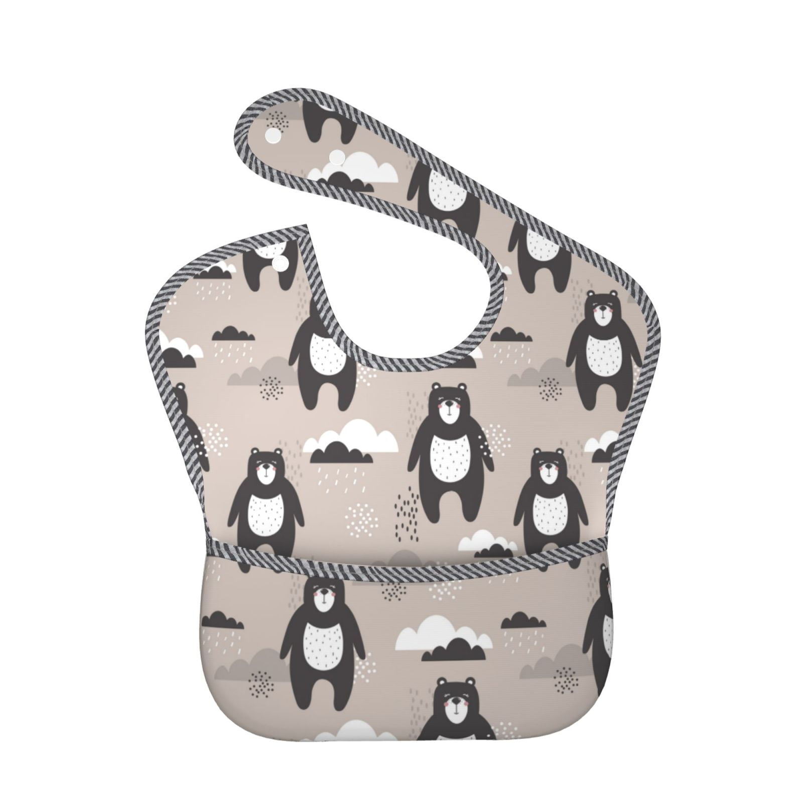 Susaid Cartoon Bear Brown Print Bibs for Babies Toddlers Adjustable ...