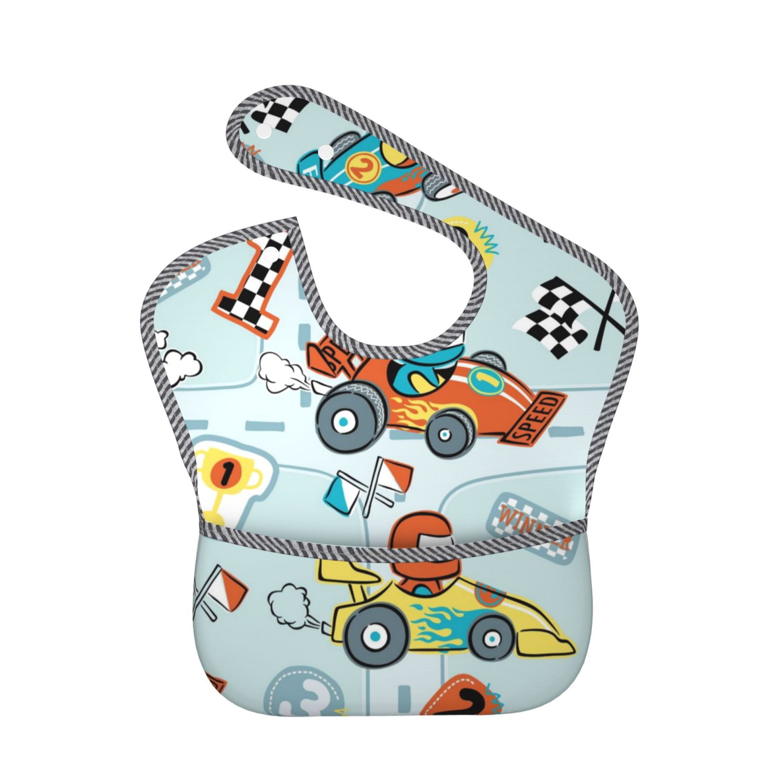 Susaid Cartoon Car Racing Print Bibs for Babies Toddlers Adjustable ...