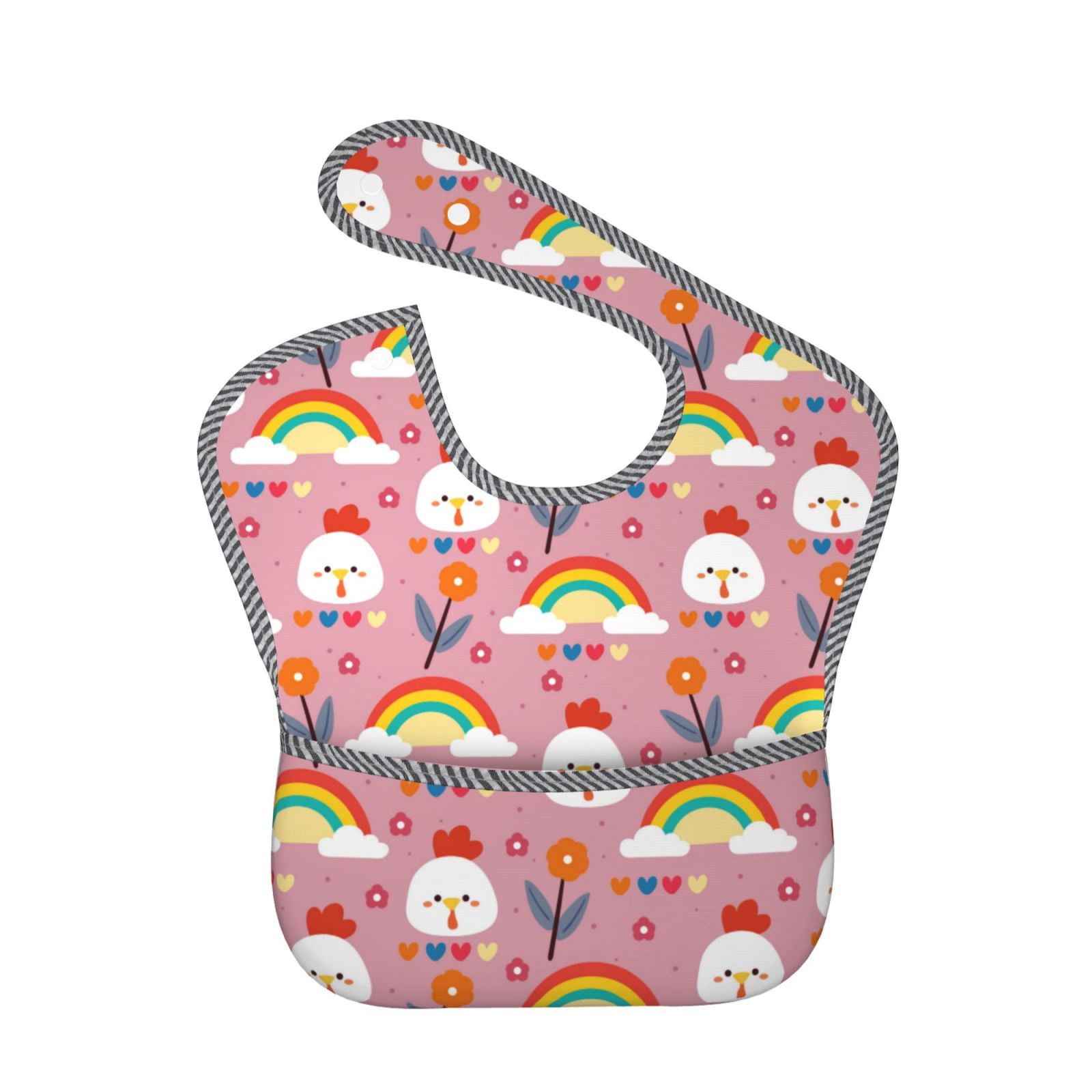 Susaid Cartoon Chicken Print Bibs for Babies Toddlers Adjustable ...