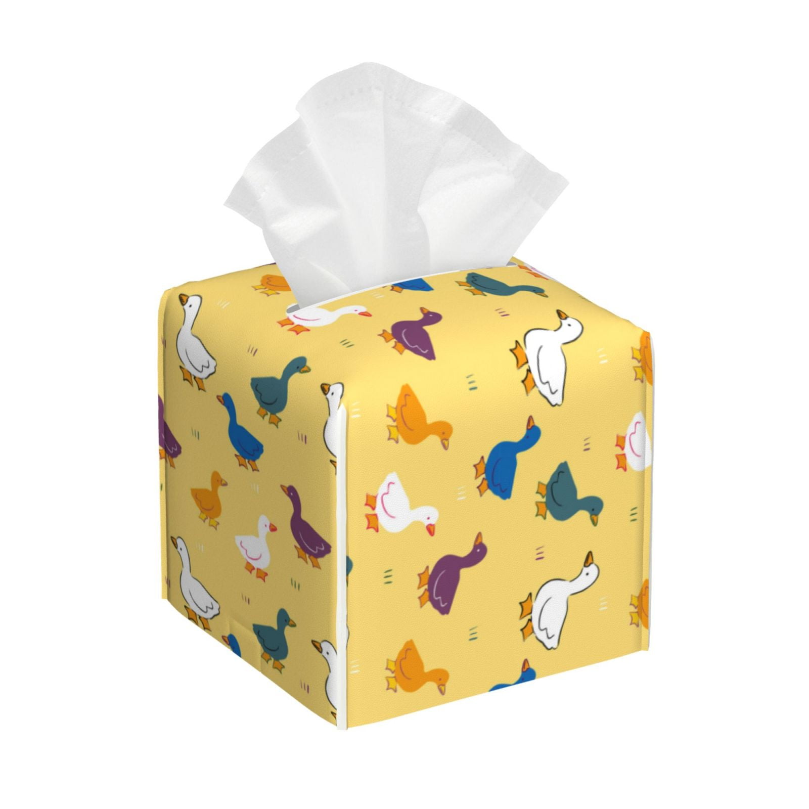 Susaid Cartoon Duck Print PU Leather Tissue Box Cover, Square ...