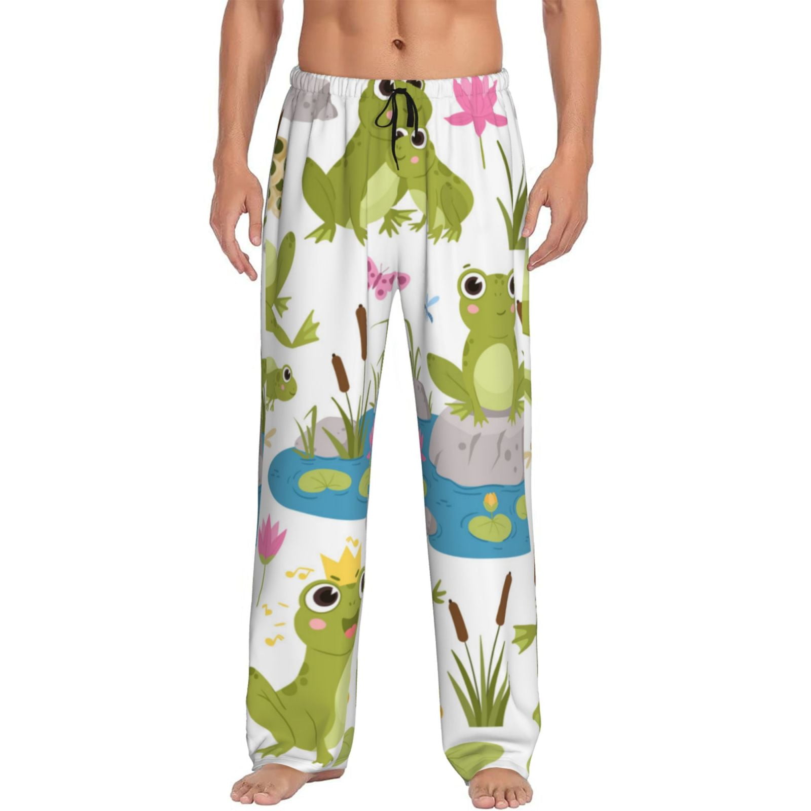 Susaid Cartoon Frogs Print Mens Pajama Pants Set Sleep & Lounge Pants ...