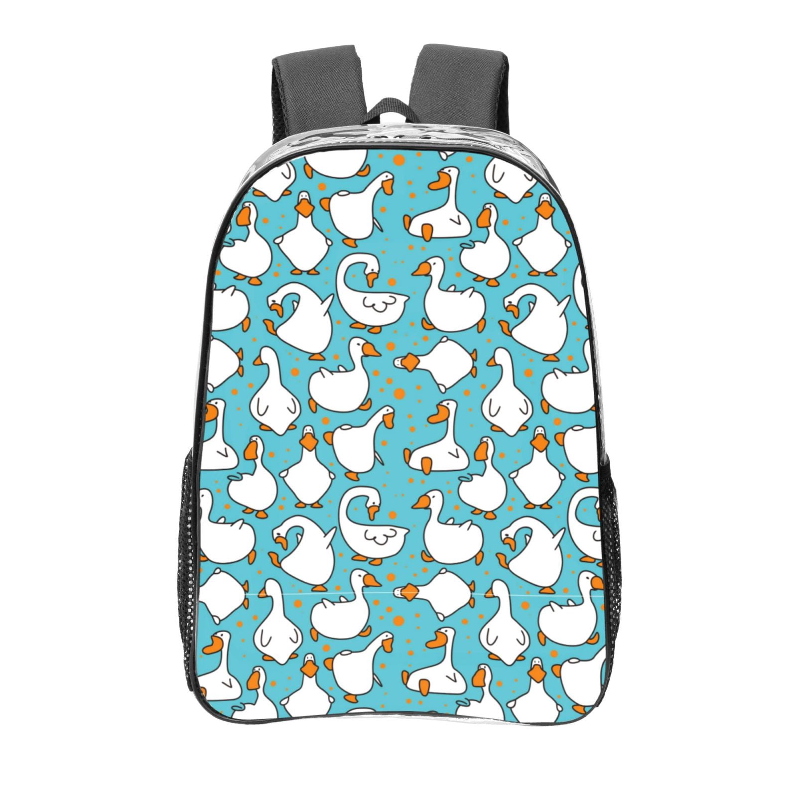 Susaid Cartoon Funny Goose Print Clear Backpack See Through Transparent ...