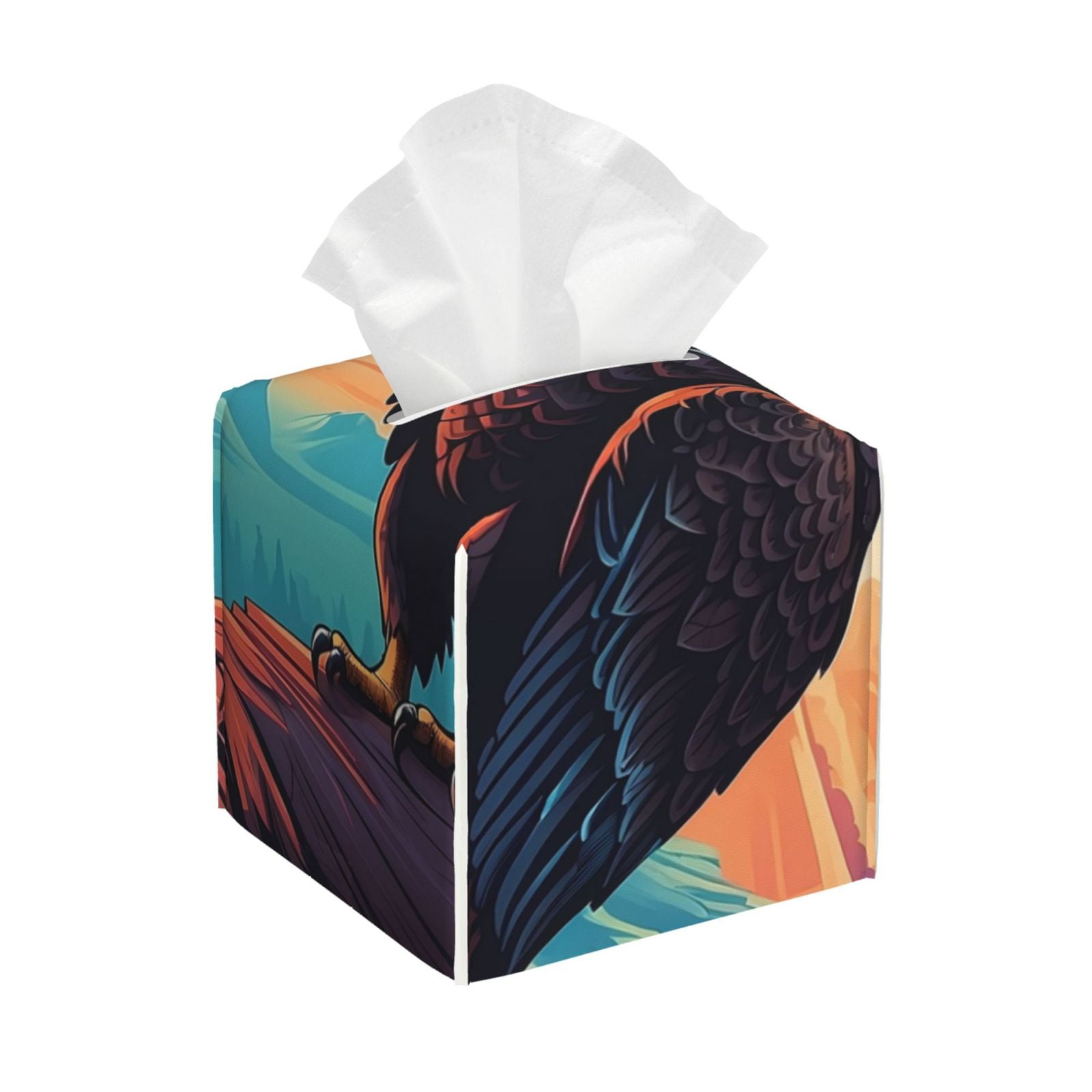 Susaid Cartoon Iceberg Bald Eagle Print PU Leather Tissue Box Cover ...