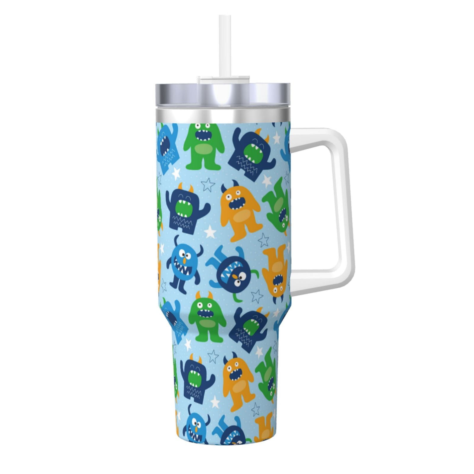 Susaid Cartoon Monster Print Indoor Outdoor Straw Lid 40oz Ice Bully ...