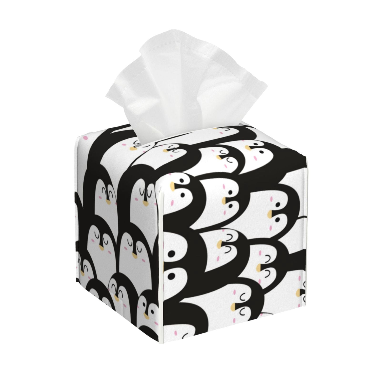 Susaid Cartoon Penguin Print PU Leather Tissue Box Cover, Square ...