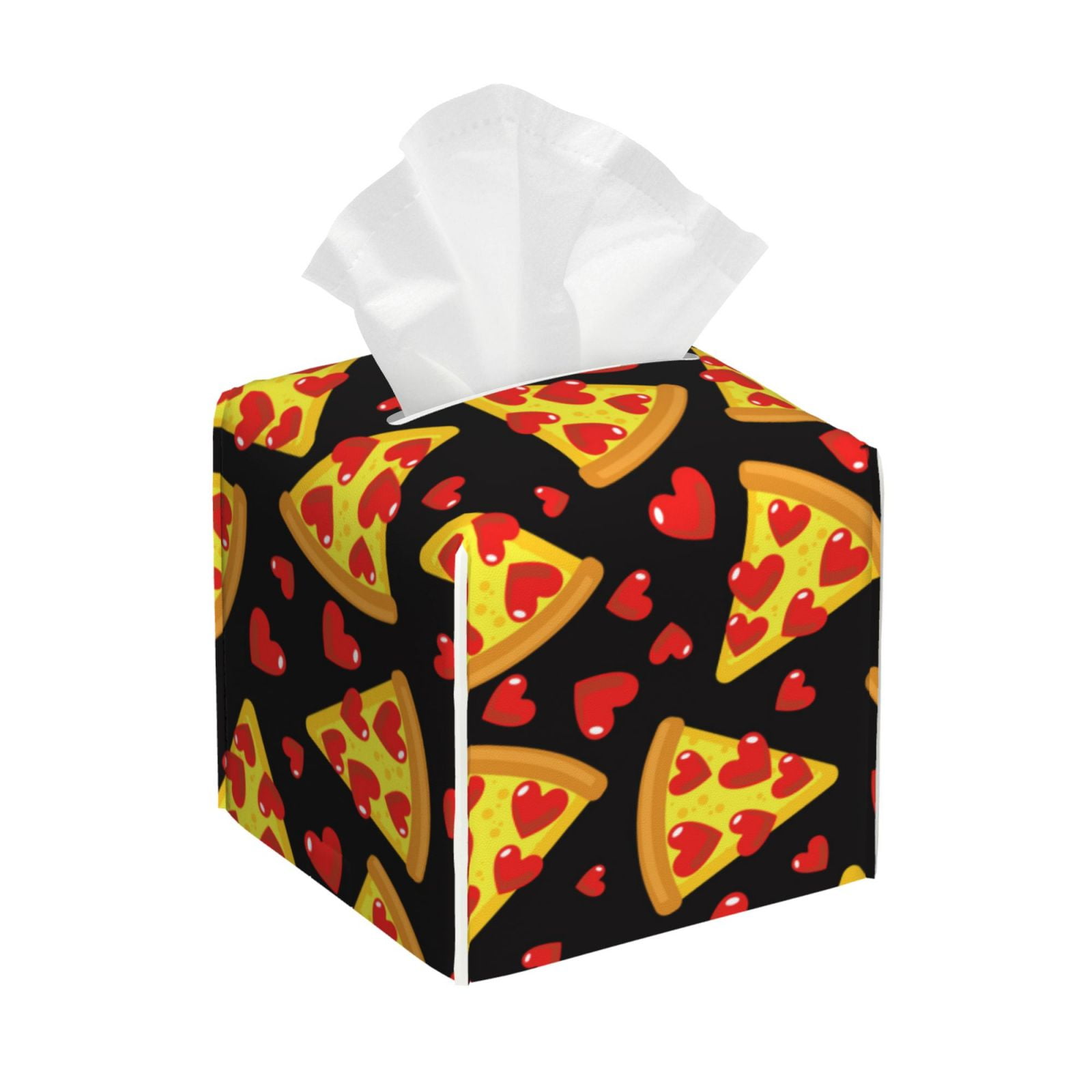 Susaid Cartoon Pizza Print PU Leather Tissue Box Cover, Square ...