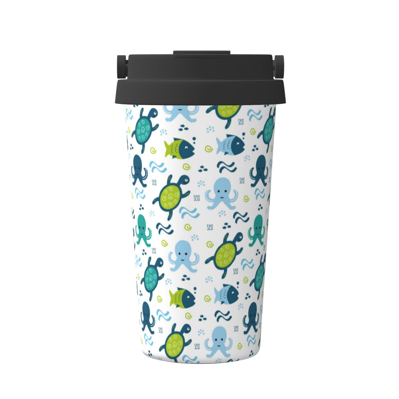 Susaid Cartoon Sea Creatures Print Coffee Travel Mug, Insulated Coffee ...
