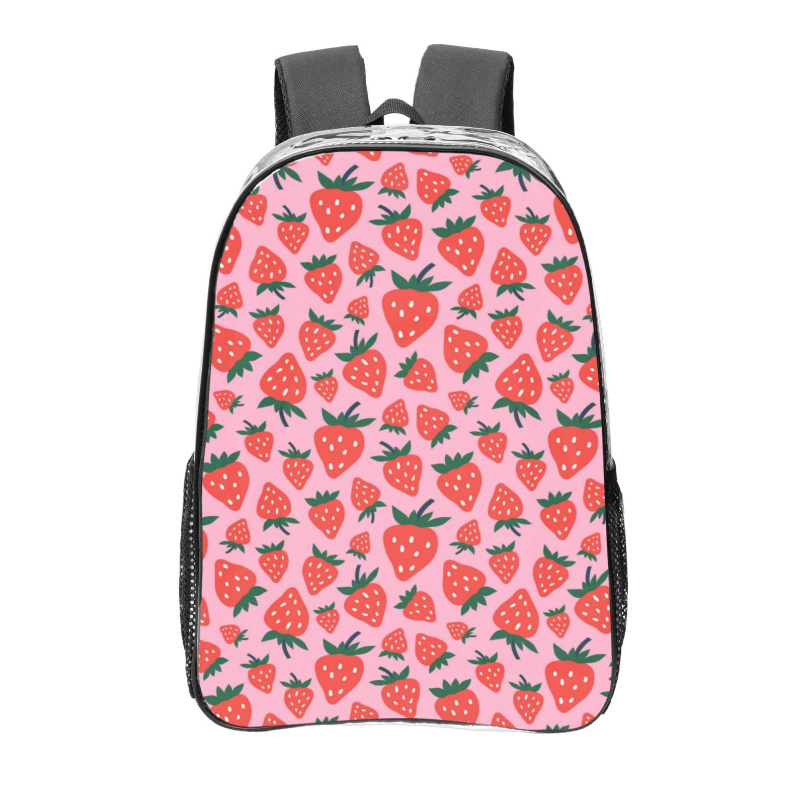 Susaid Cartoon Strawberry Print Clear Backpack See Through Transparent ...
