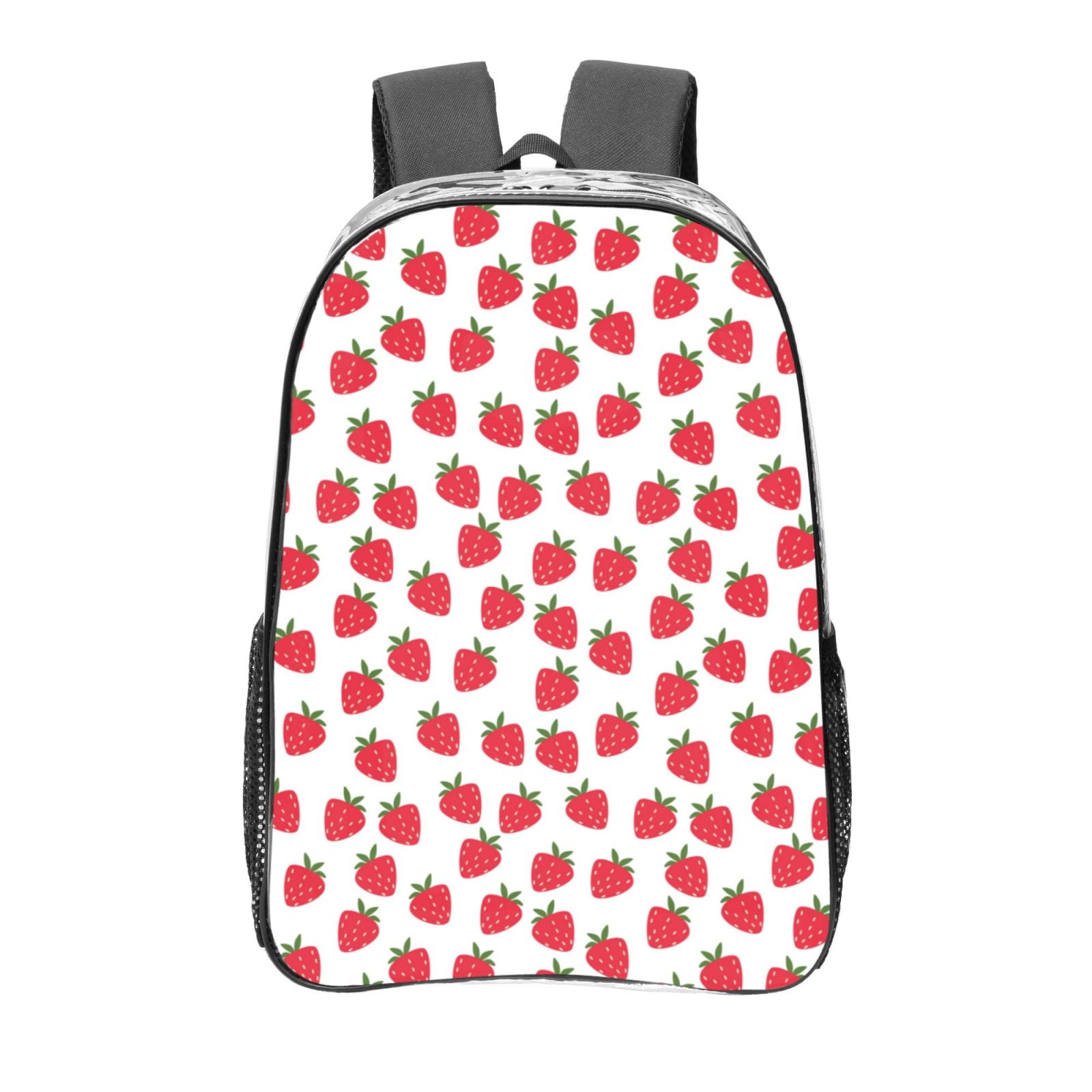 Susaid Cartoon Strawberry Print Clear Backpack See Through Transparent ...