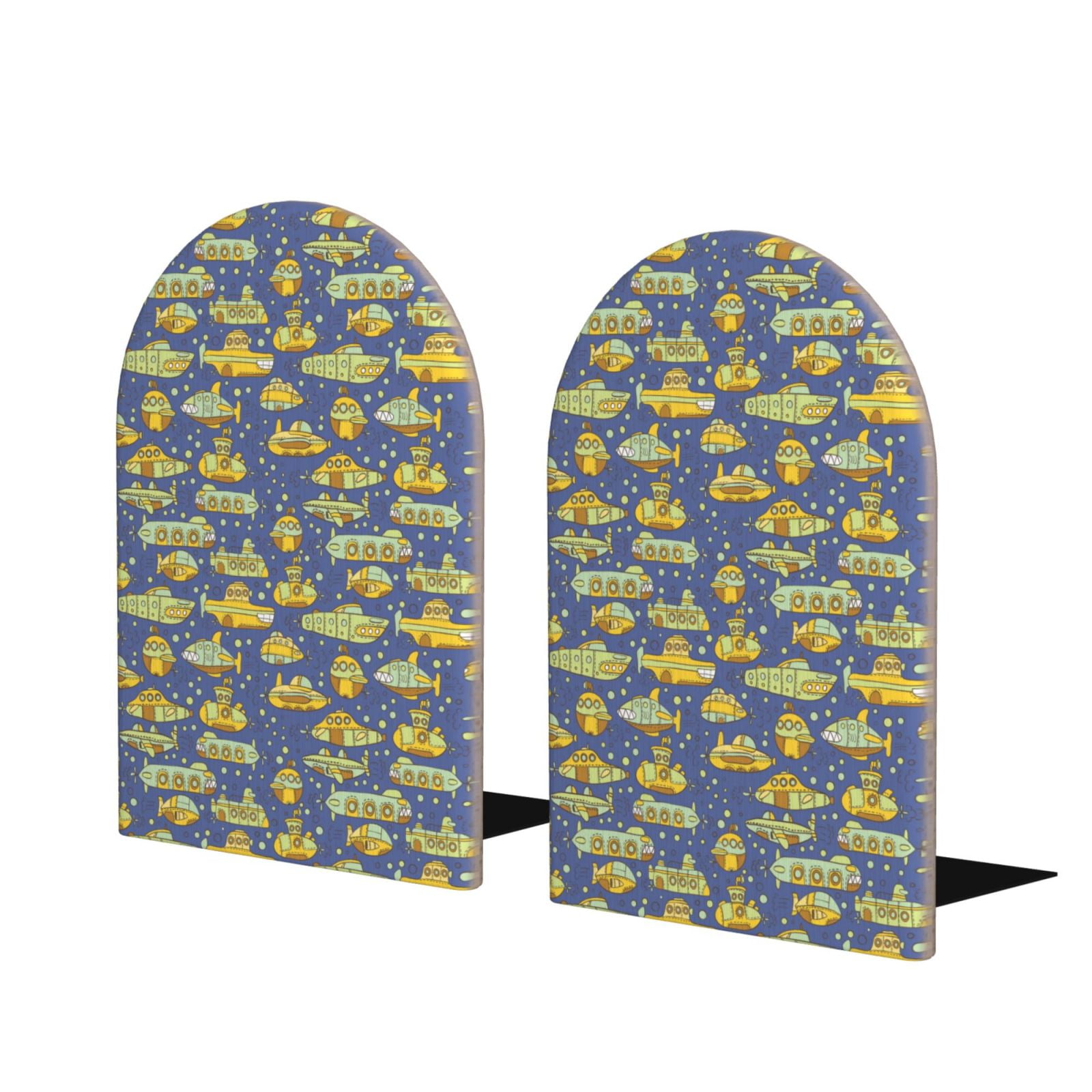 Susaid Cartoon Submarines Print Wooden Bookends Decorative Book Ends ...