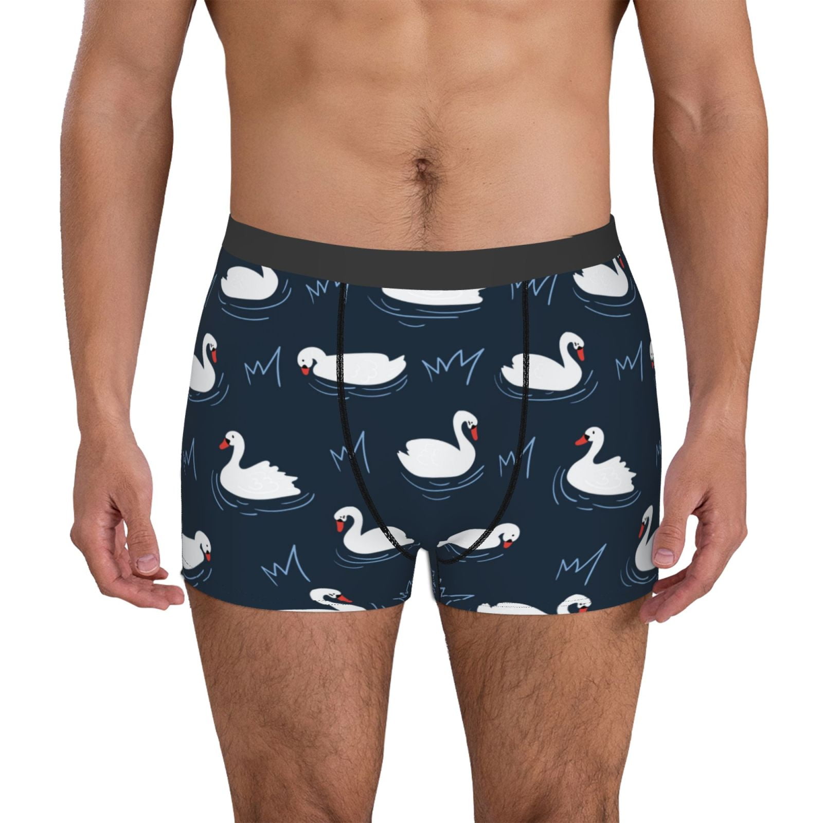 Susaid Cartoon Swan Print Men's Mesh Boxer Briefs Cooling Breathable ...