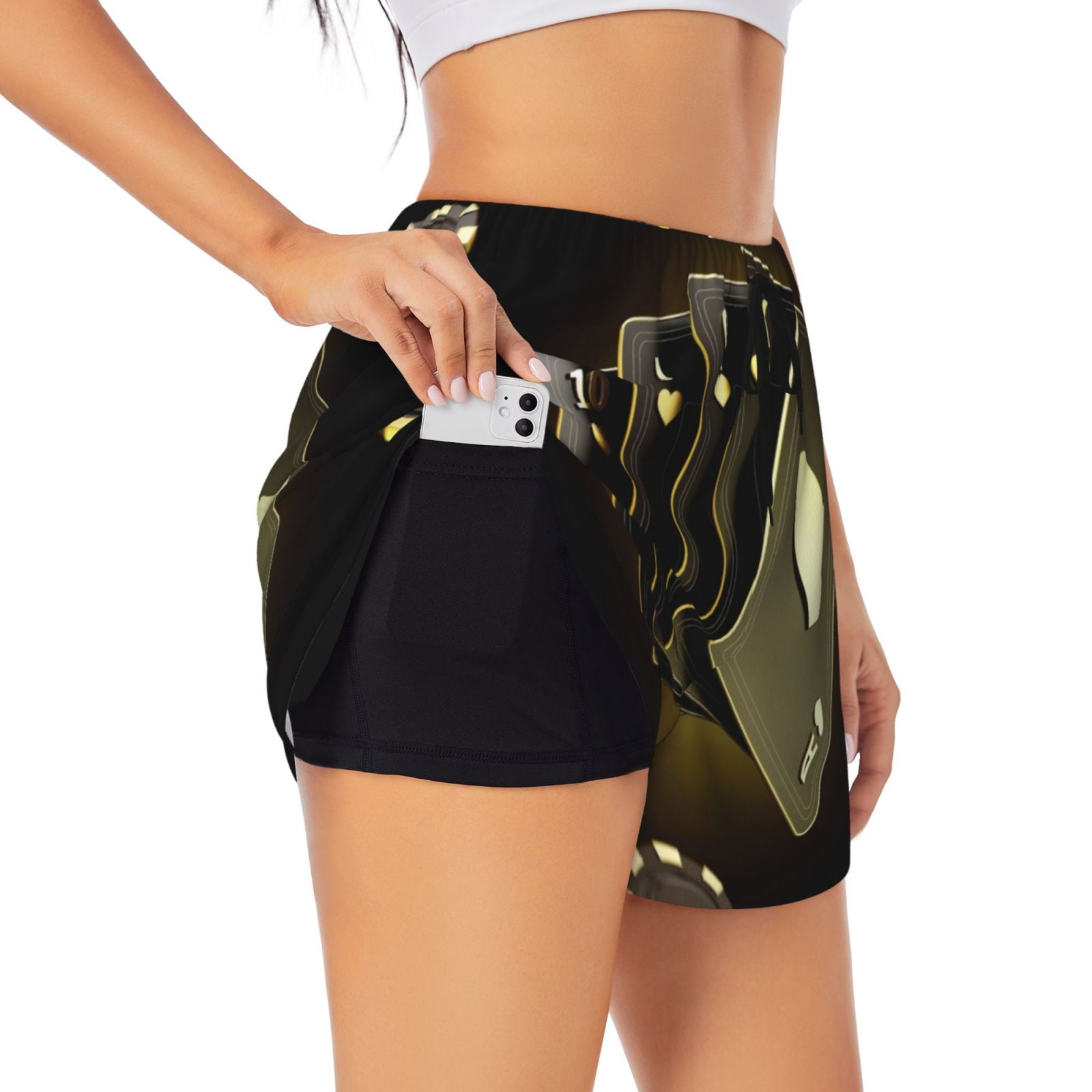 Susaid Casino Cards 1 Print Women's High Waisted Running Shorts Quick Dry Athletic Gym Track ...