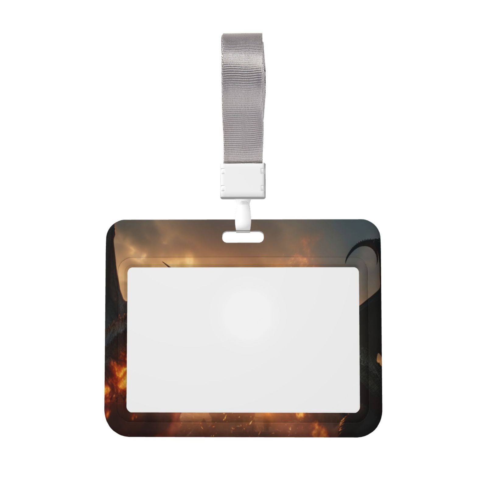 Susaid Castle Cool Fire Dragon Print ID Badge Holder with Double-Sided ...