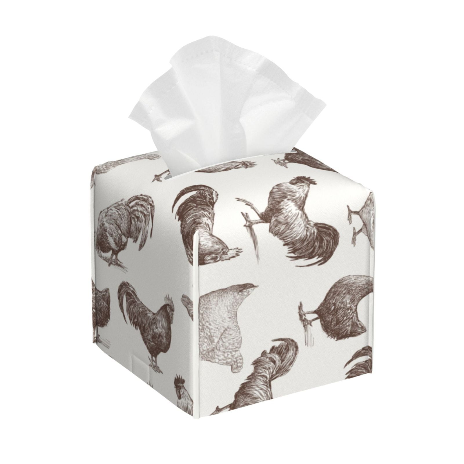 Susaid Chickens Print PU Leather Tissue Box Cover, Square Decorative ...