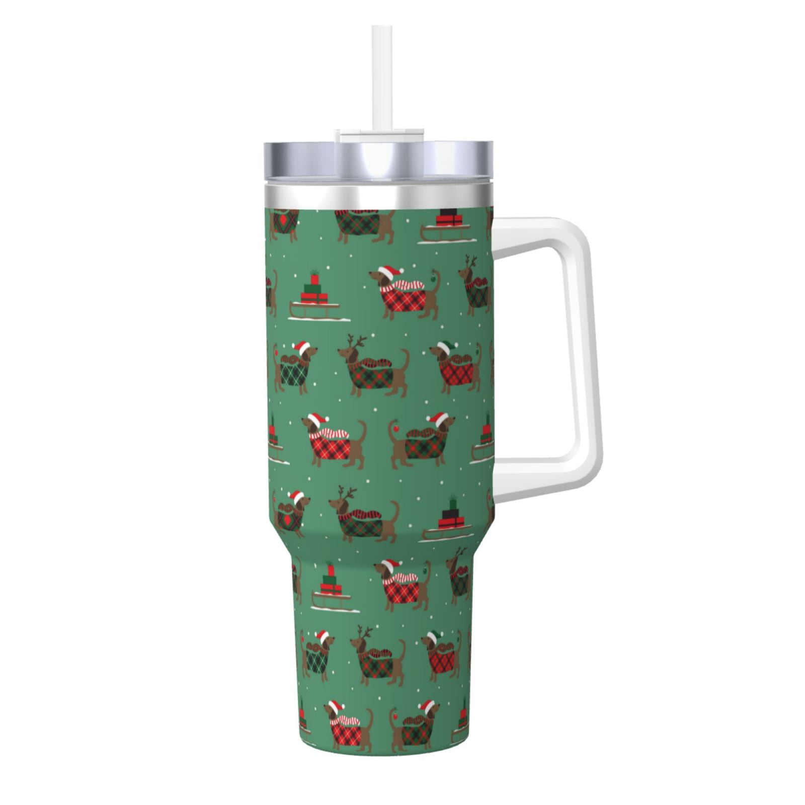 Susaid Christmas Dachshund Print Indoor Outdoor Straw Lid 40oz Ice ...