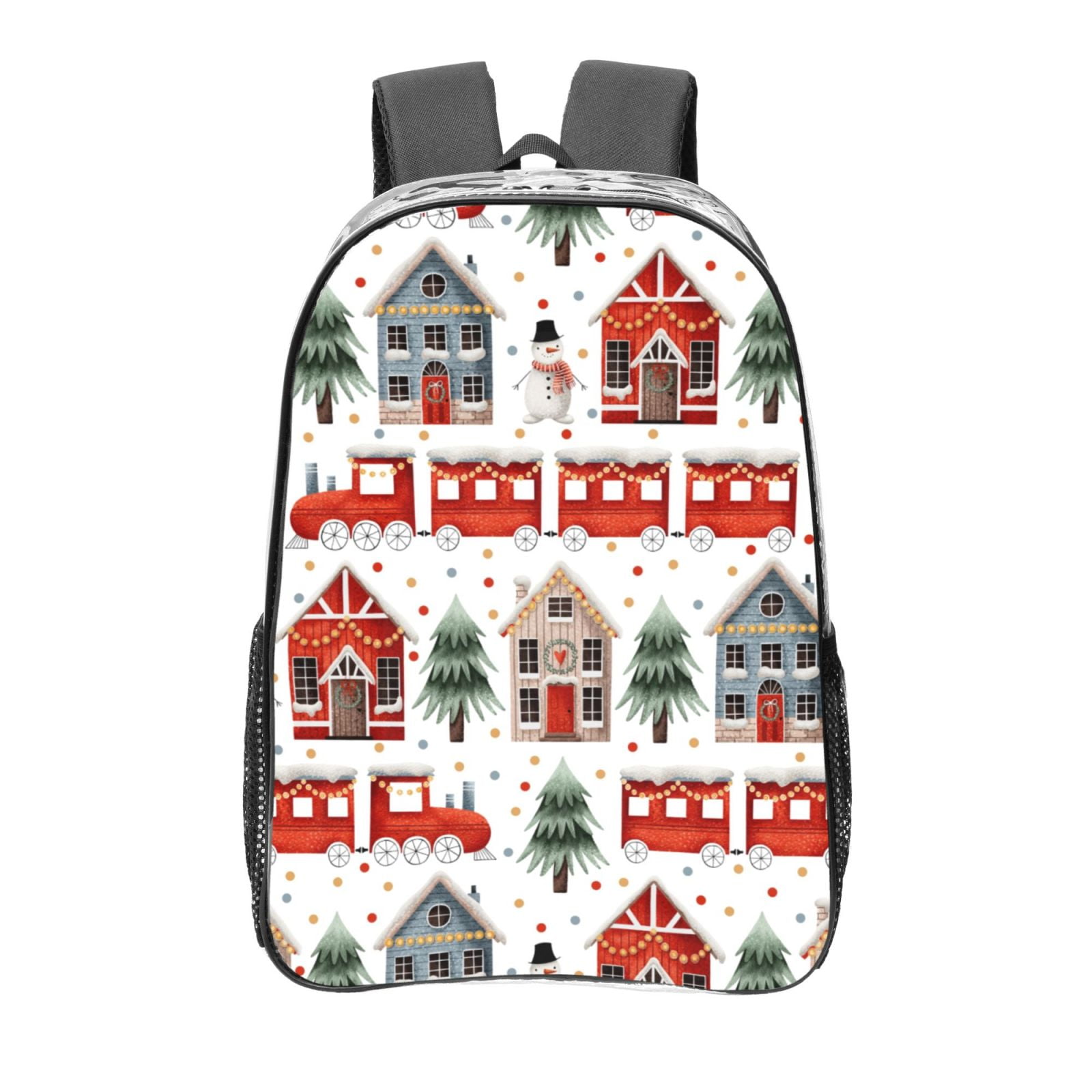 Susaid Christmas Houses Print Clear Backpack See Through Transparent ...