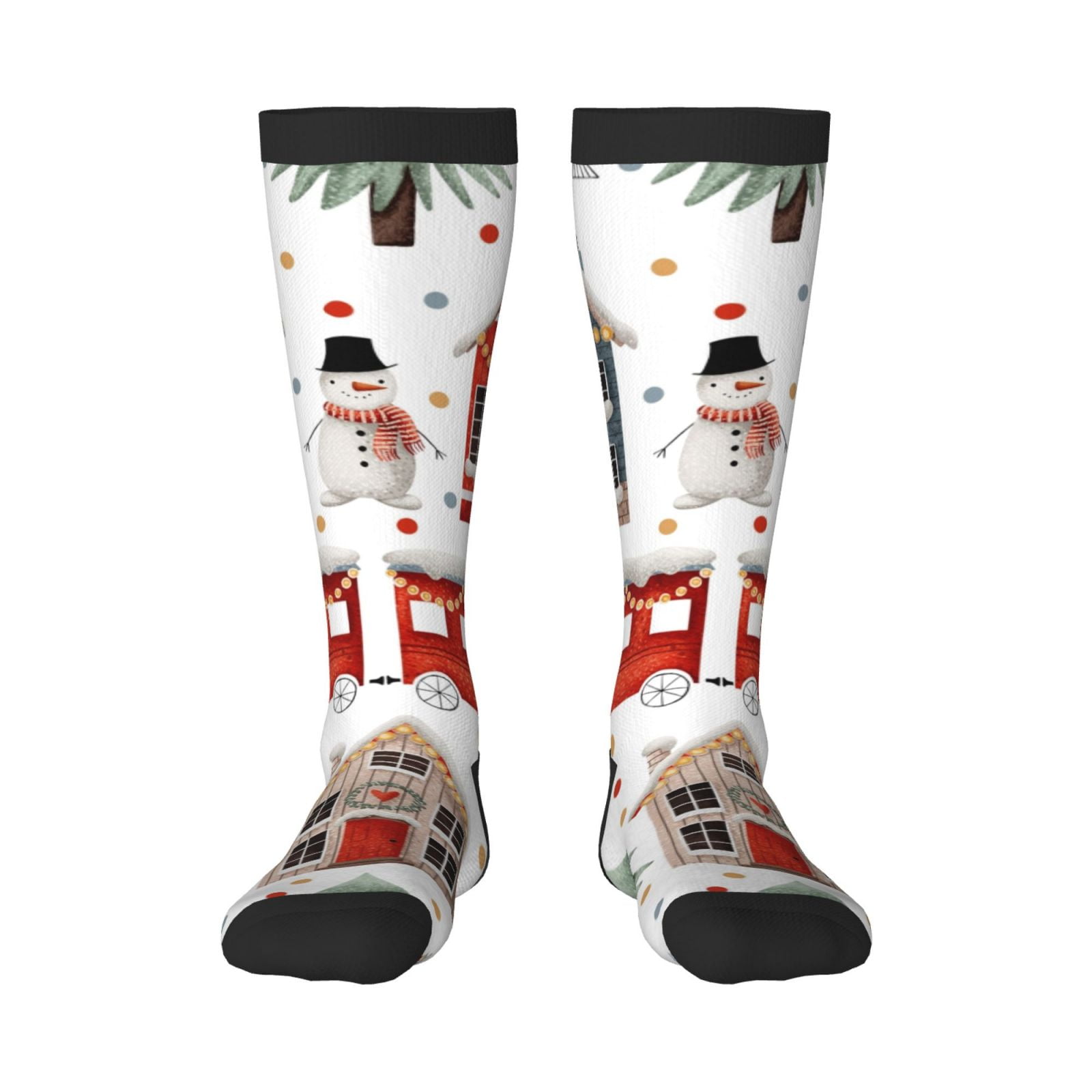 Susaid Christmas Houses Print Thermal Winter Socks for Men and Women ...