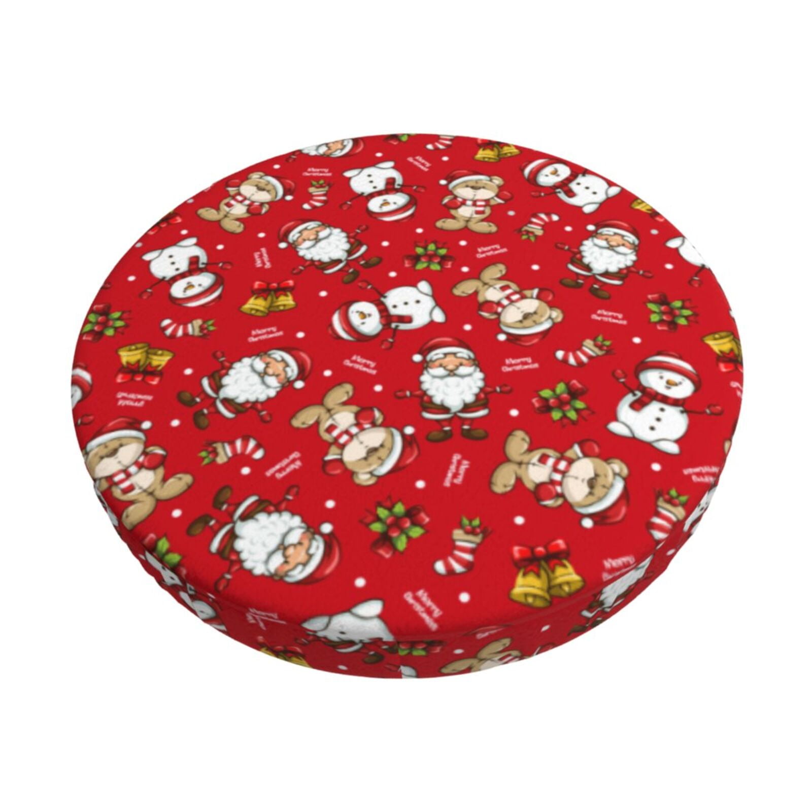 Susaid Christmas Santa Cartoon Snowman A Print Elastic Bar Stool Cover ...