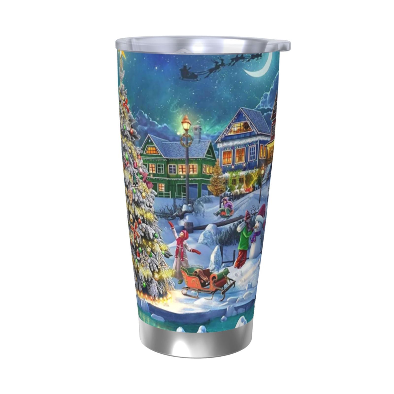 Susaid Christmas Tree Print 20oz Car Cup,Insulated Coffee Cup Fully ...