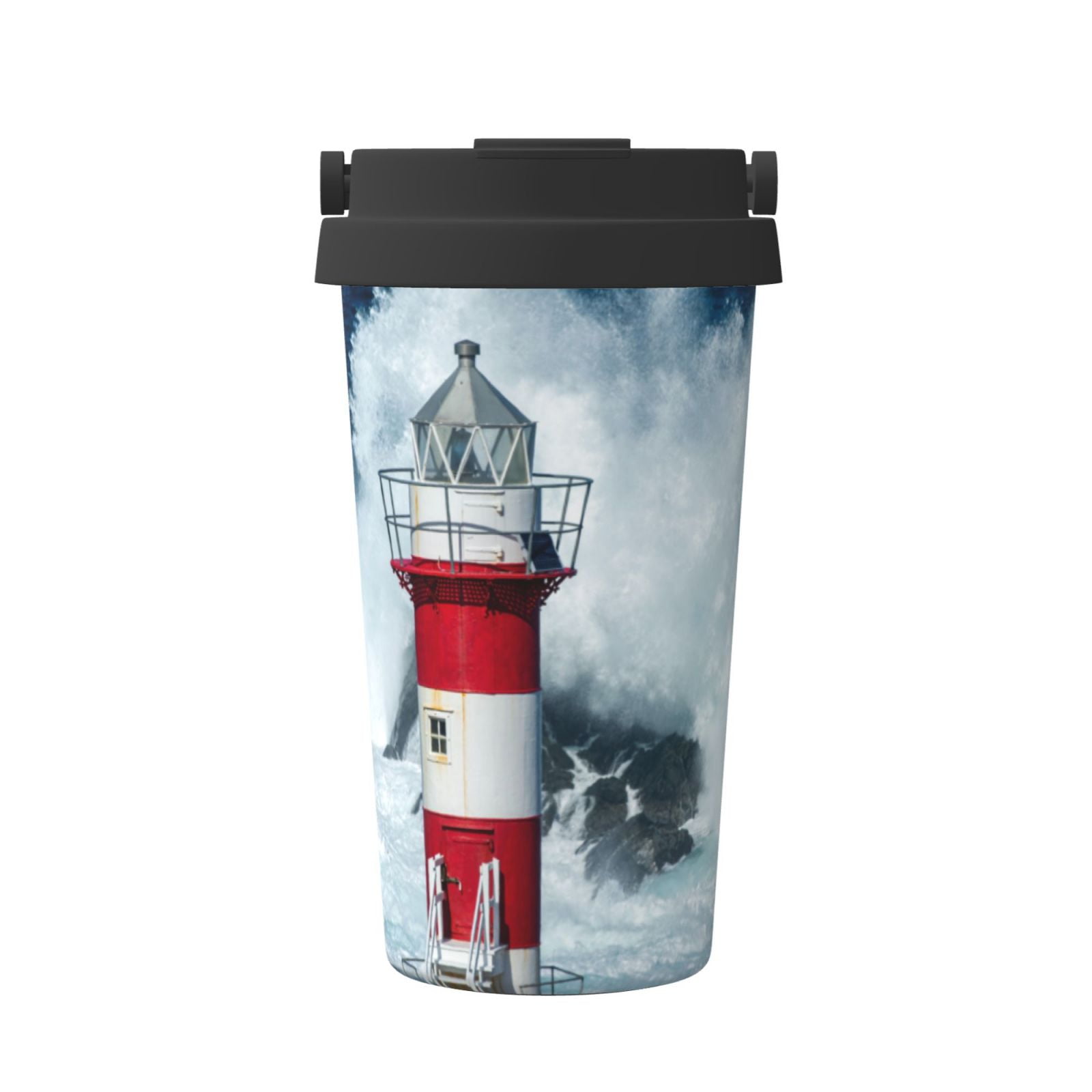 Susaid Circular Lighthouse Print Coffee Travel Mug, Insulated Coffee ...