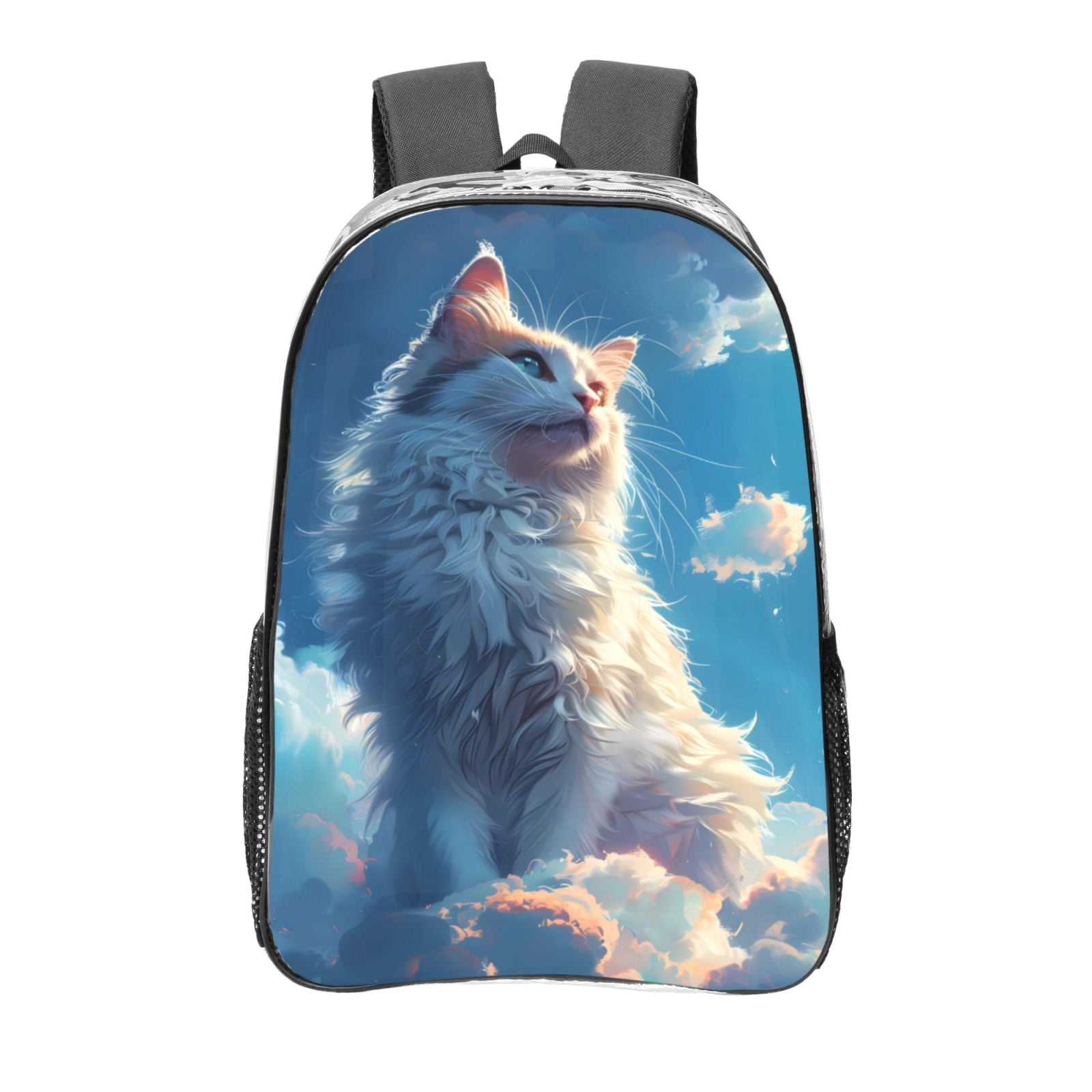 Susaid Clear Sky Blue Cat Print Clear Backpack See Through Transparent ...