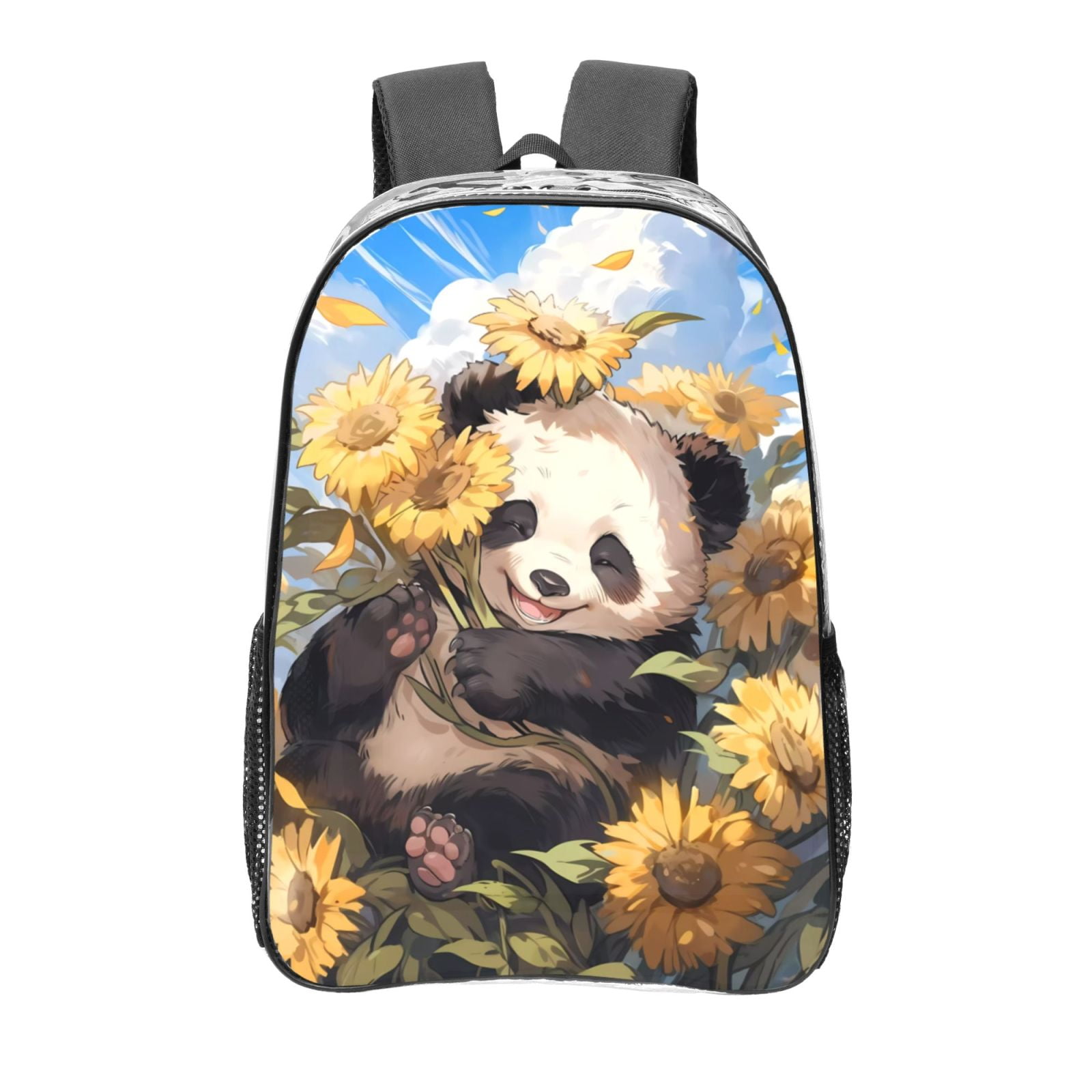 Susaid Clear Sky Cute Sunflower Panda Print Clear Backpack See Through ...