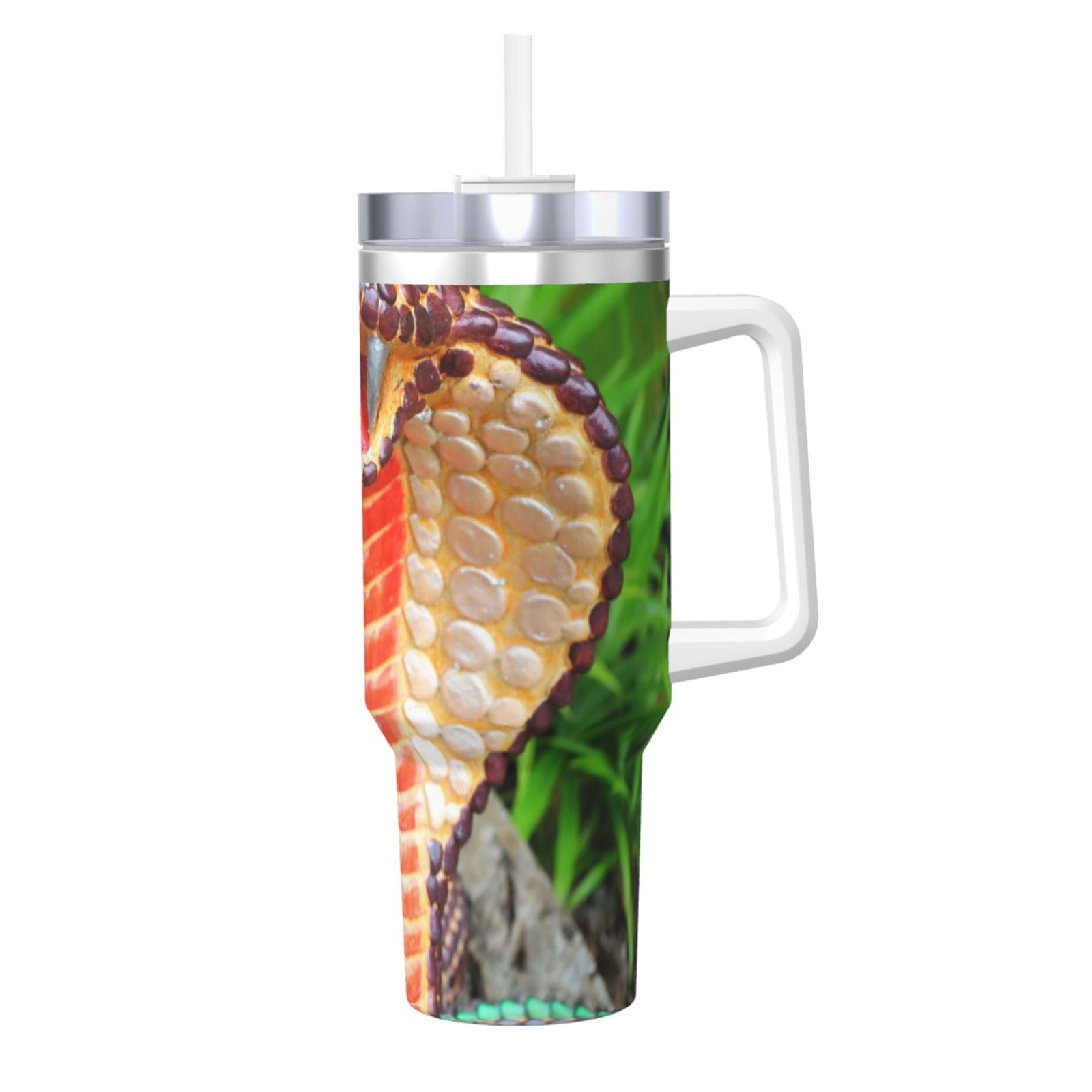 Susaid Cobra Snake Print Indoor Outdoor Straw Lid 40oz Ice Bully With ...