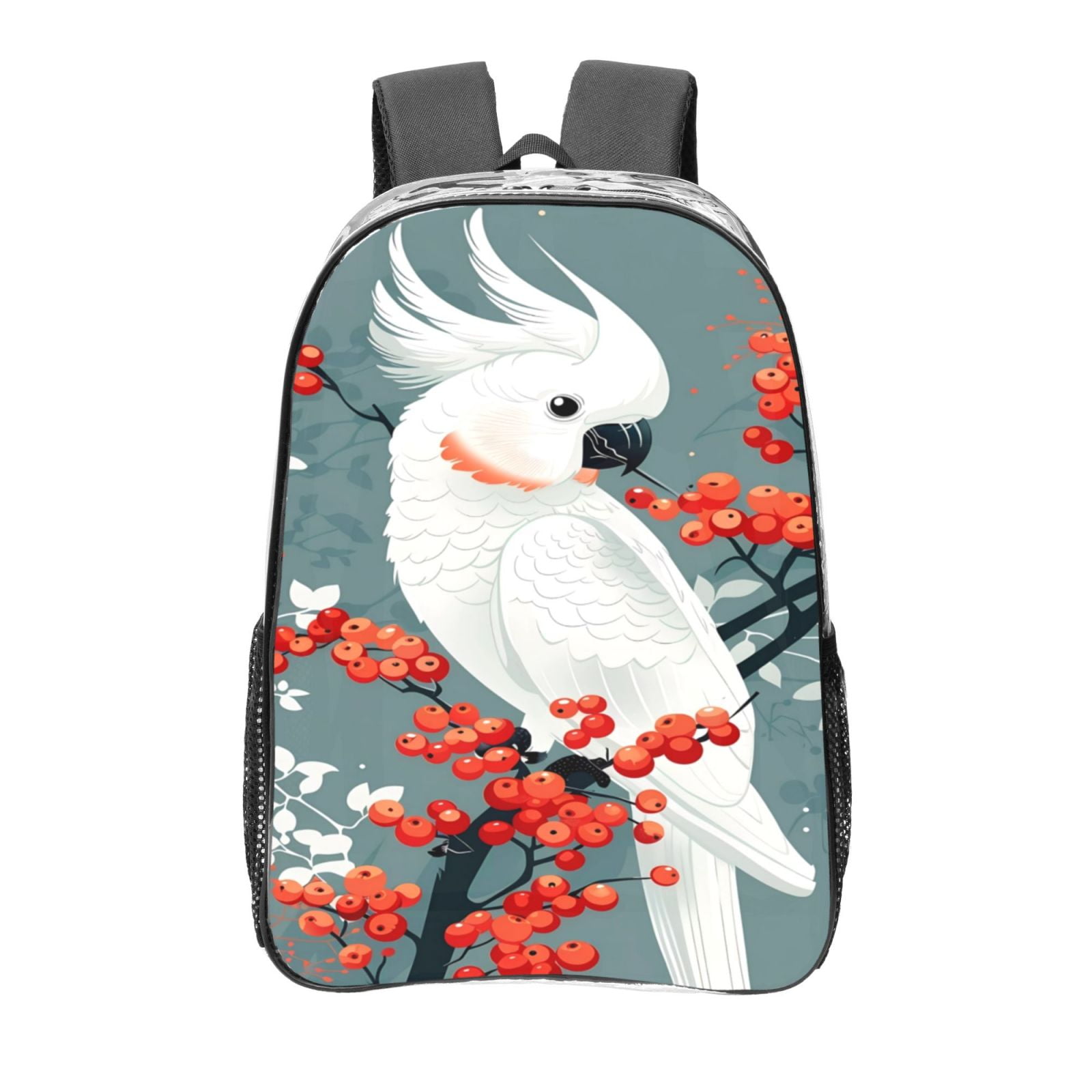 Susaid Cockatoo Red Berries Print Clear Backpack See Through ...