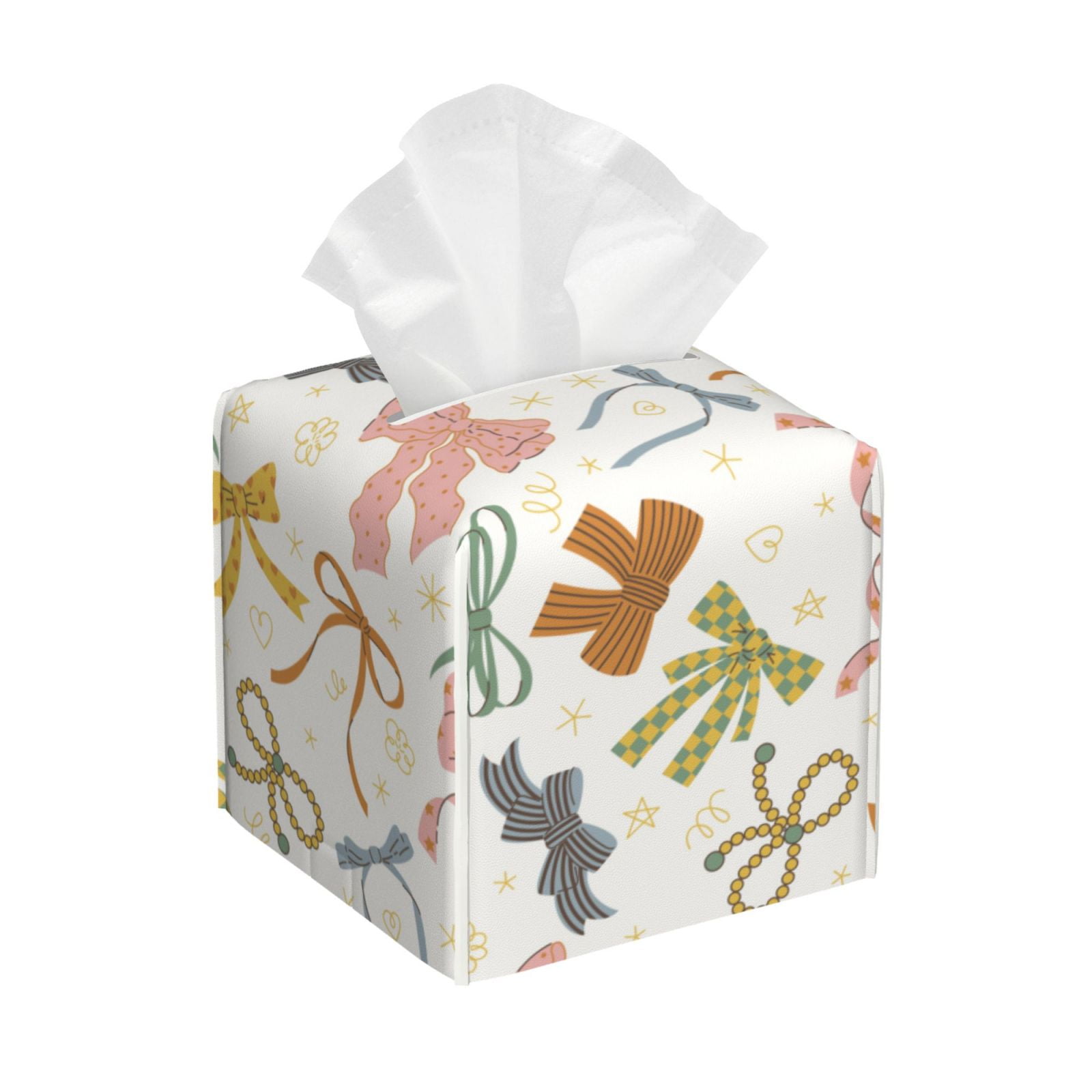 Susaid Colorful Bow Knots1 Print PU Leather Tissue Box Cover, Square ...