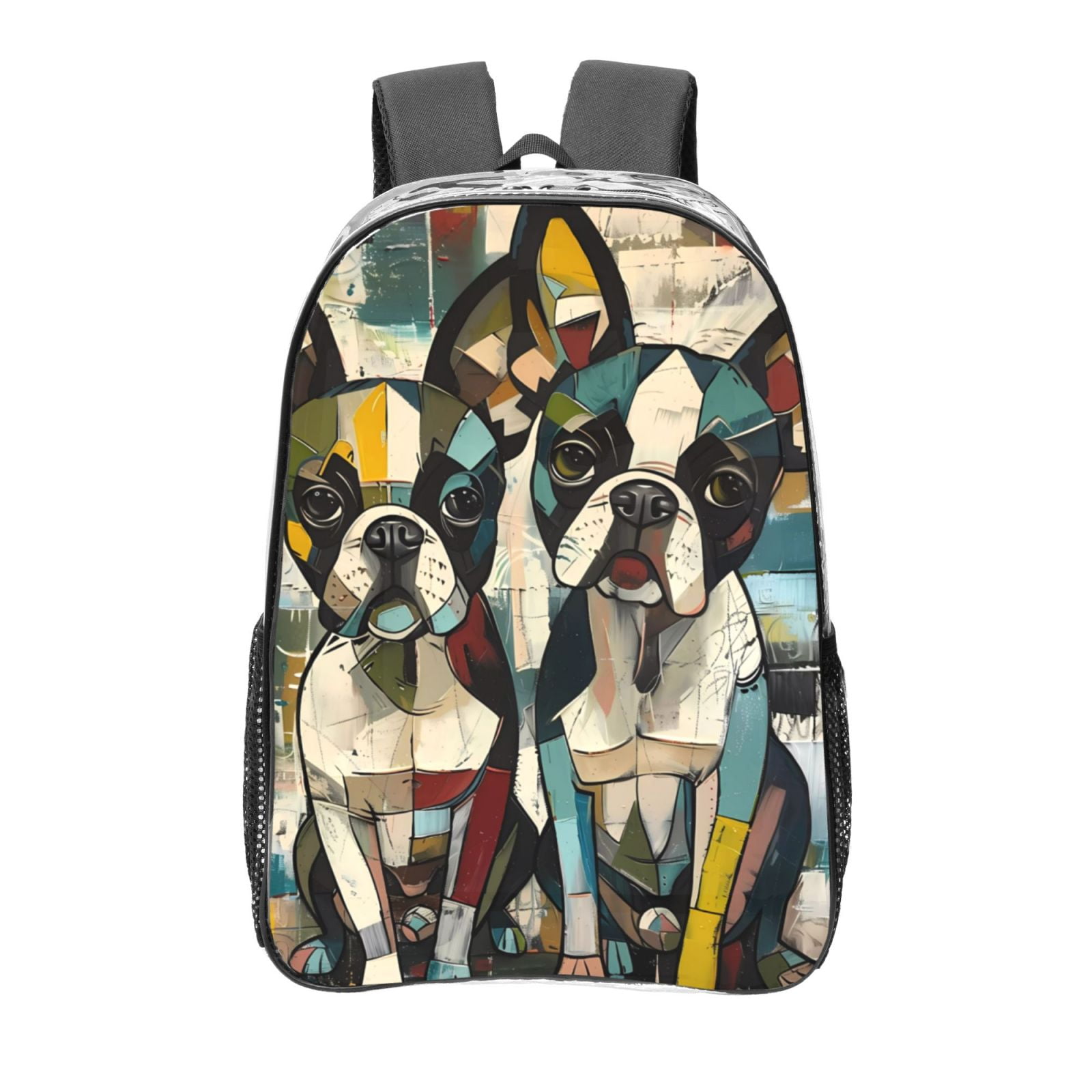 Susaid Colorful Bulldog Duo Print Clear Backpack See Through ...