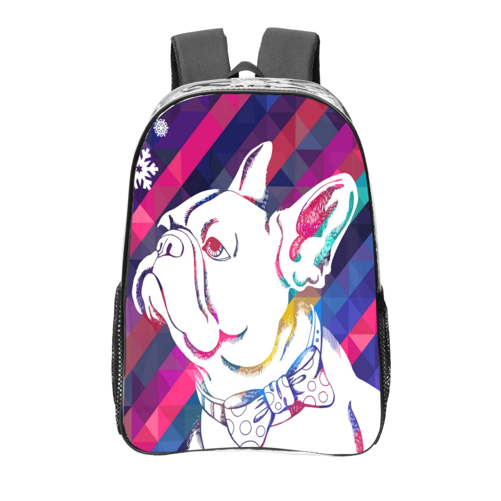 Susaid Colorful Bulldog Print Clear Backpack See Through Transparent ...