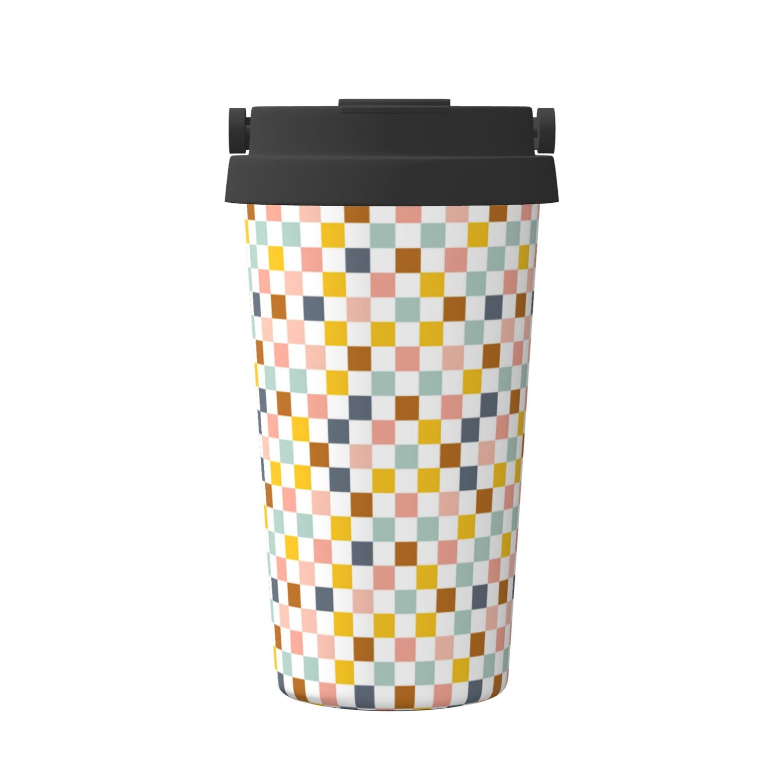 Susaid Colorful Checkered 1 Print Coffee Travel Mug, Insulated Coffee ...
