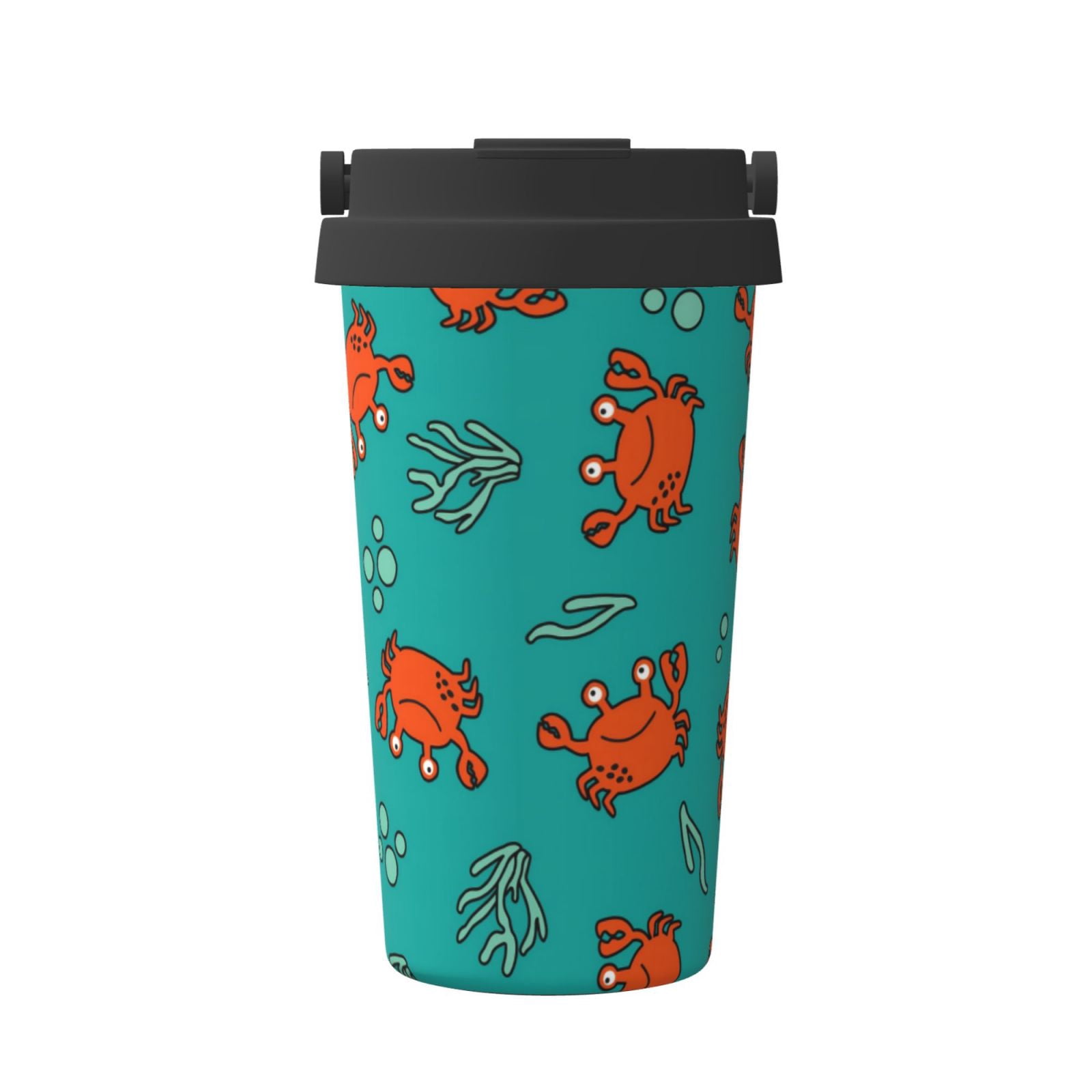 Susaid Colorful Crab Print Coffee Travel Mug, Insulated Coffee Mug with ...