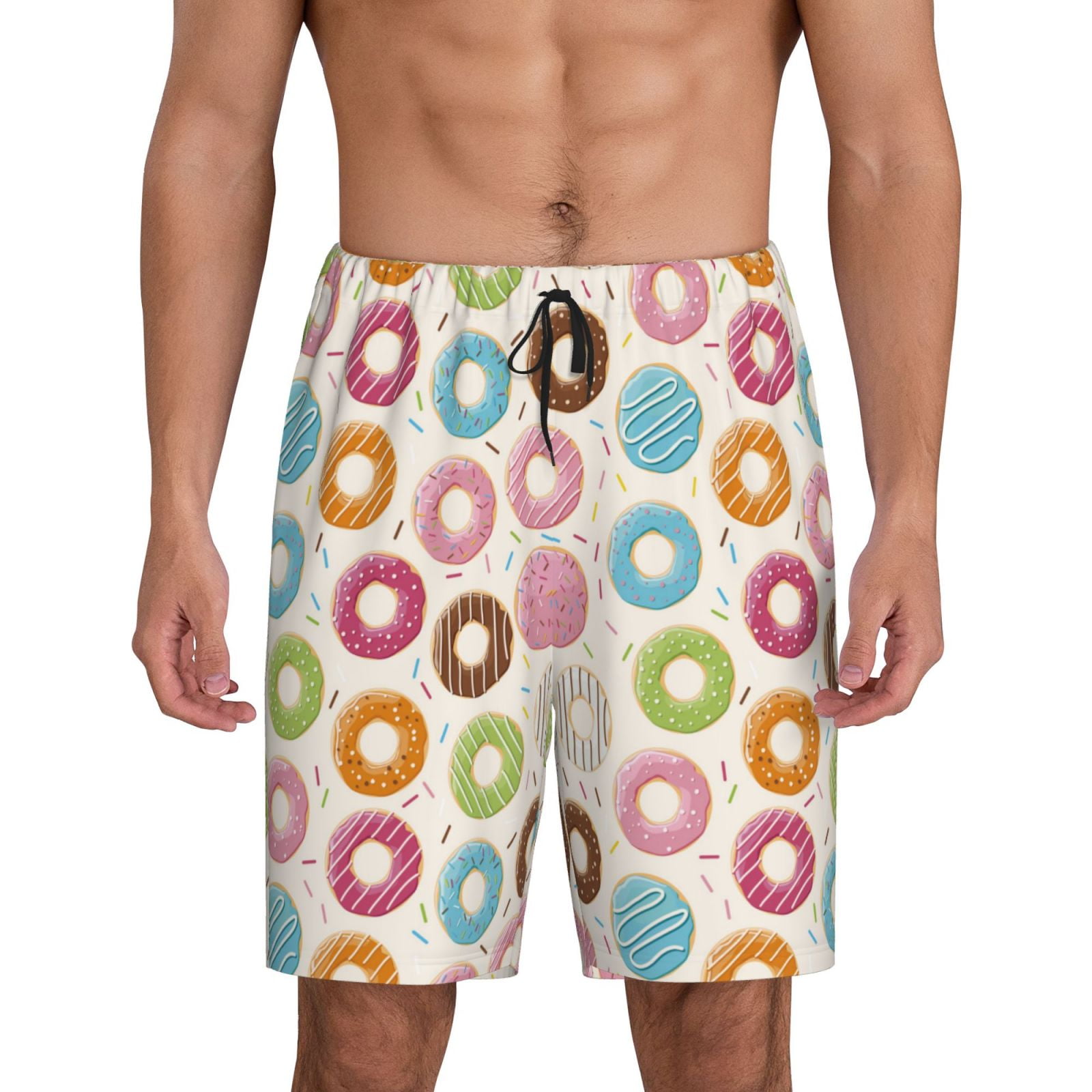 Susaid Colorful Donuts Print Mens Shorts, Breathable Lounge Sleepwear ...