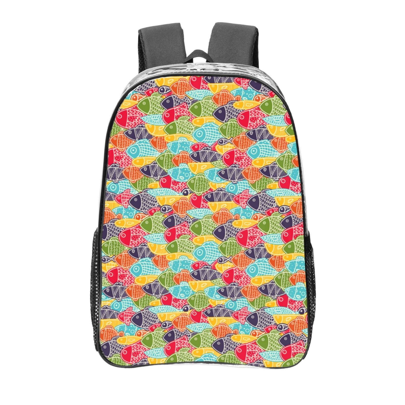 Susaid Colorful Fish 2 Print Clear Backpack See Through Transparent ...
