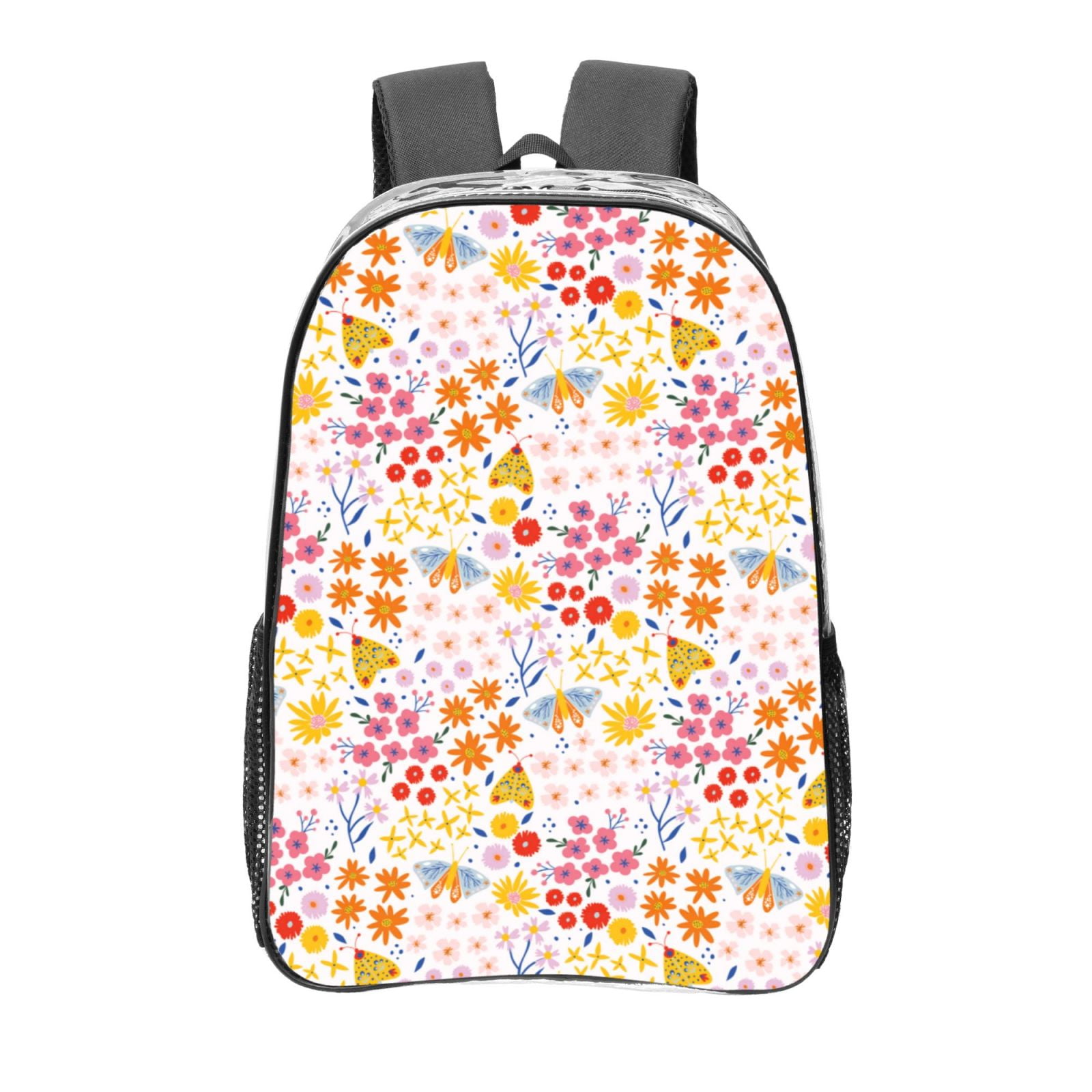 Susaid Colorful Floral Print Clear Backpack See Through Transparent ...