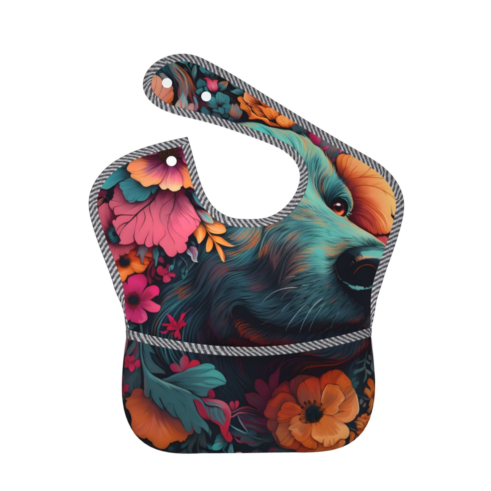Susaid Colorful Flower Dog A Print Bibs for Babies Toddlers Adjustable ...