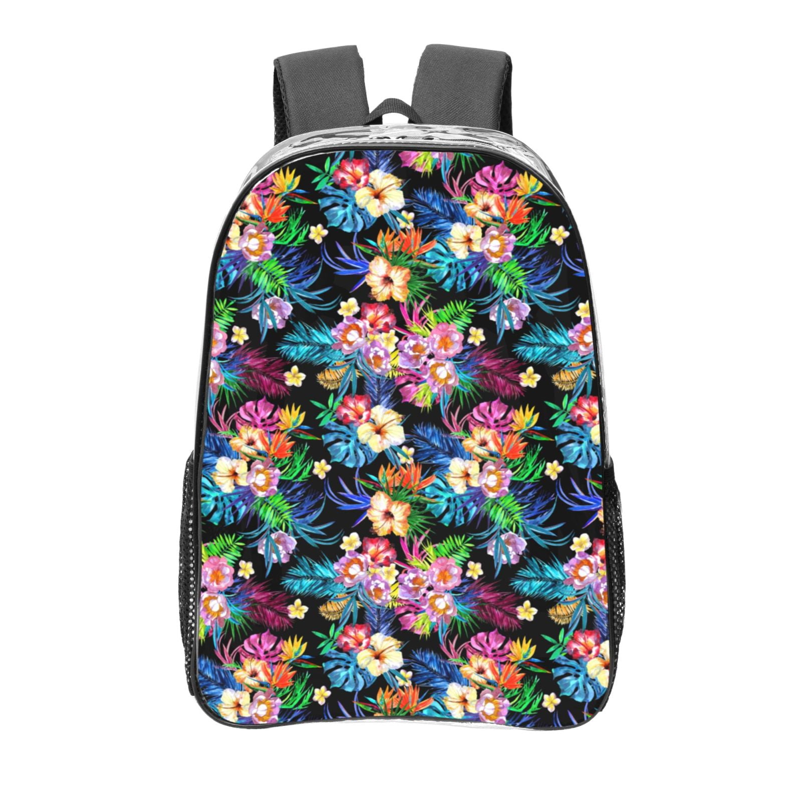 Susaid Colorful Flowers Print Clear Backpack See Through Transparent ...