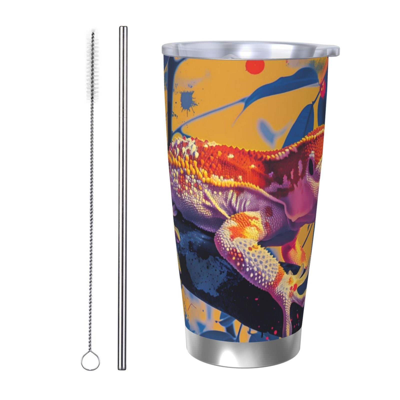 Susaid Colorful Gecko Jungle Art Print 20oz Car Cup,Insulated Coffee ...