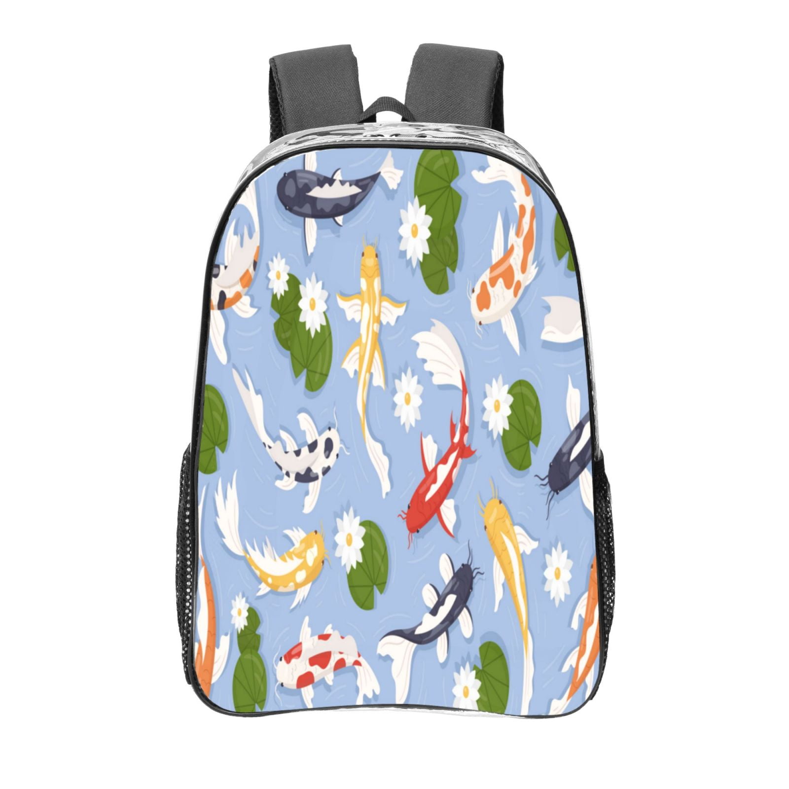 Susaid Colorful Koi Fish Print Clear Backpack See Through Transparent ...