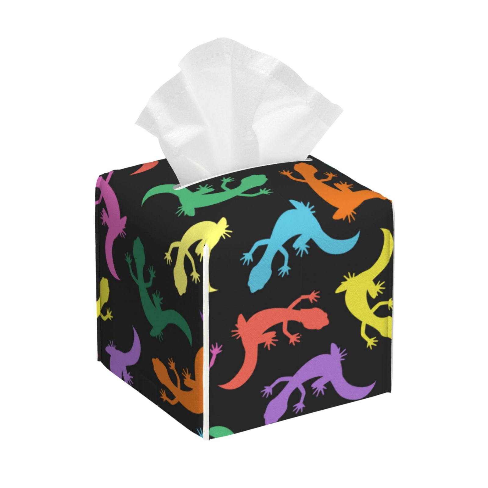 Susaid Colorful Lizards Print PU Leather Tissue Box Cover, Square ...