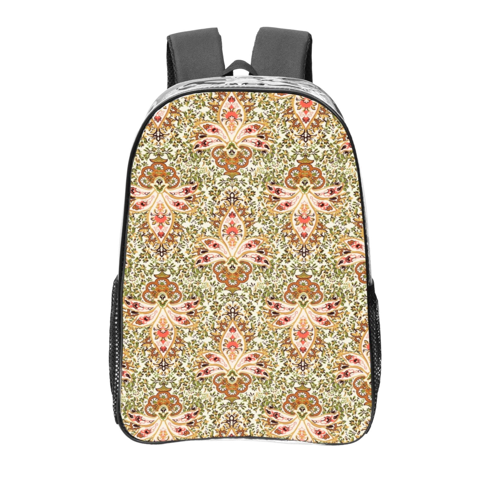 Susaid Colorful Paisley Print Clear Backpack See Through Transparent ...