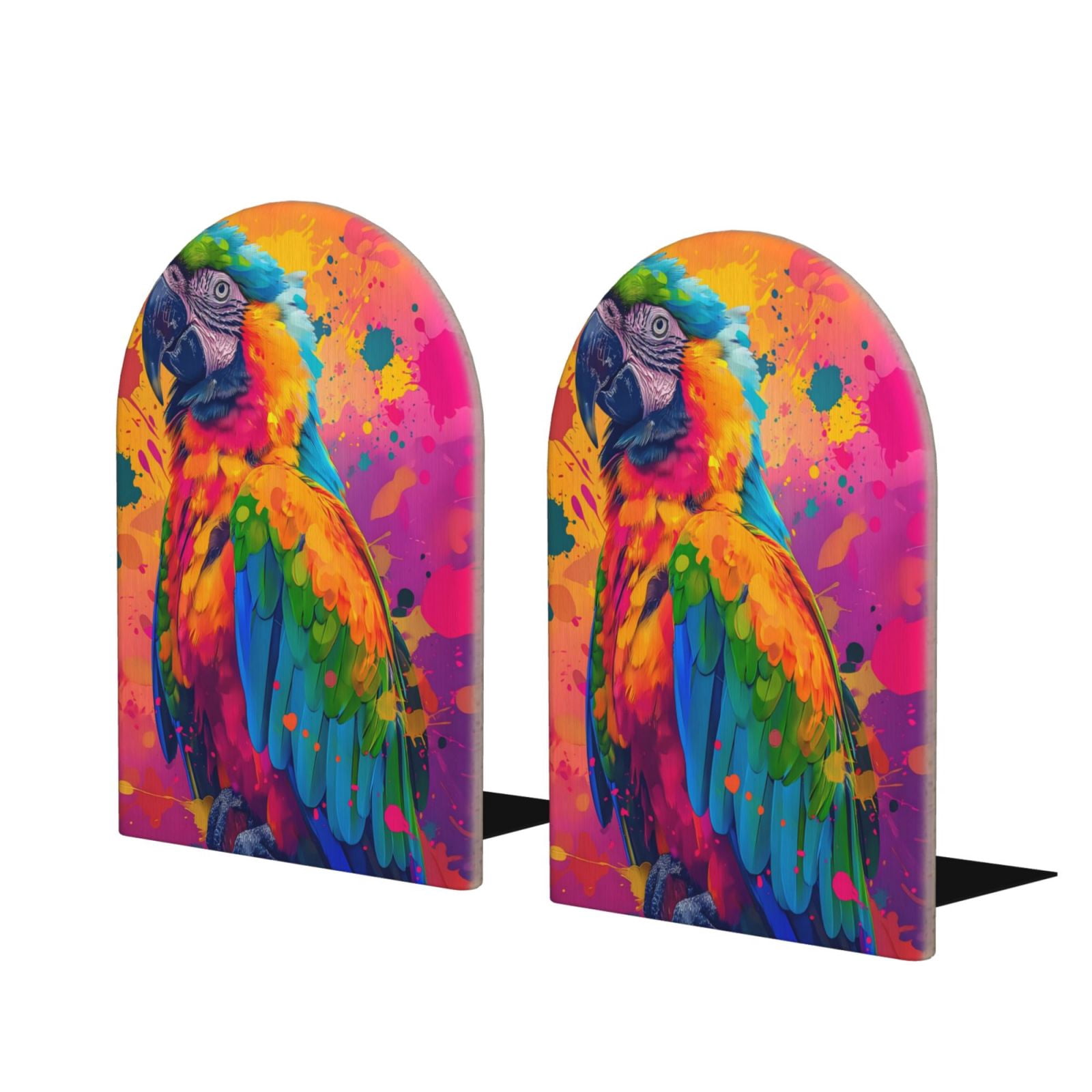 Susaid Colorful Parrot Jungle Dream A Print Wooden Bookends Decorative ...