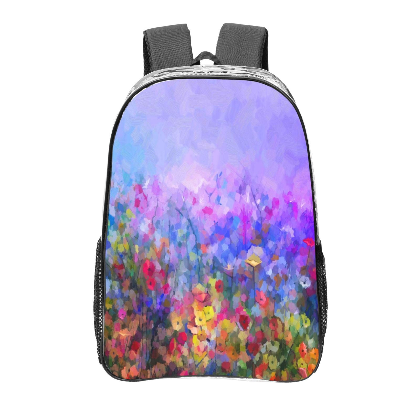 Susaid Colorful Purple Cosmos Flower Print Clear Backpack See Through ...