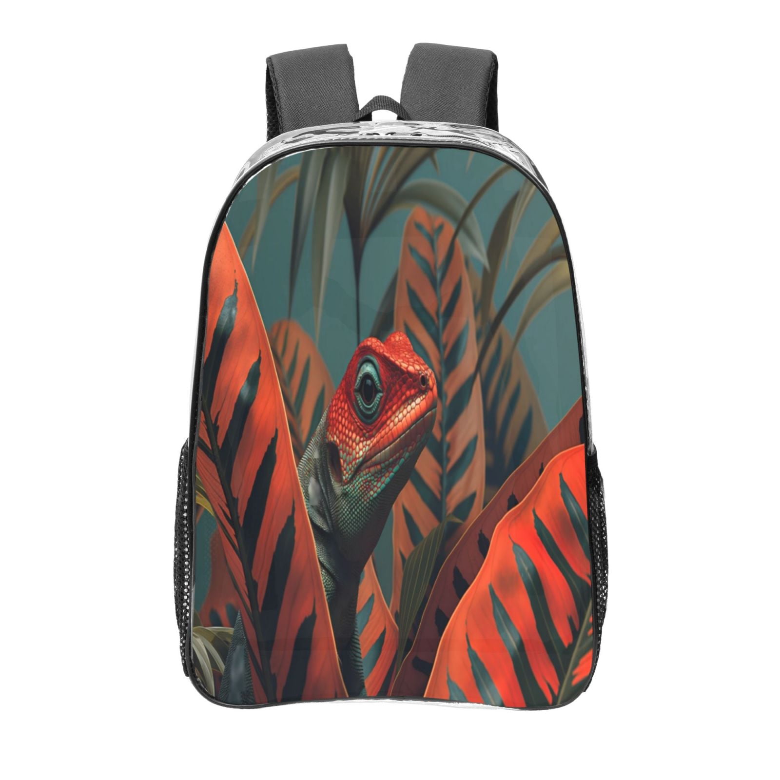 Susaid Colorful Reptile And Leaves Print Clear Backpack See Through ...
