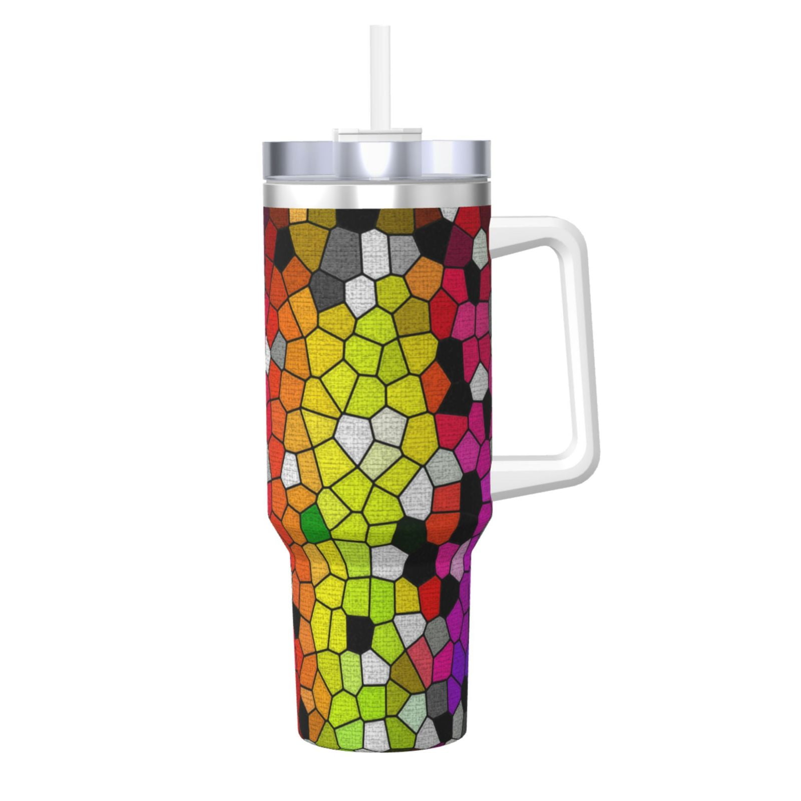 Susaid Colorful Tie Dye Stained Glass 1 Print Indoor Outdoor Straw Lid ...