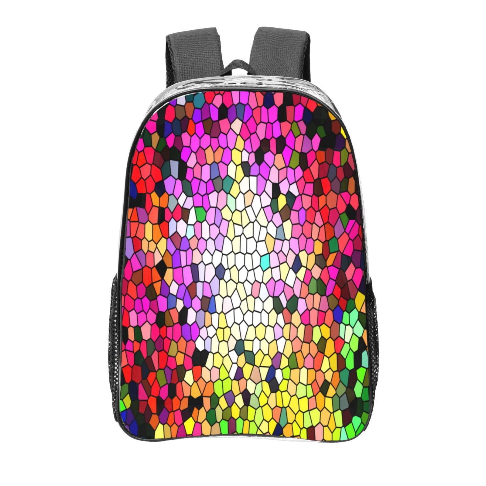 Susaid Colorful Tie Dye Stained Glass 3 Print Clear Backpack See ...