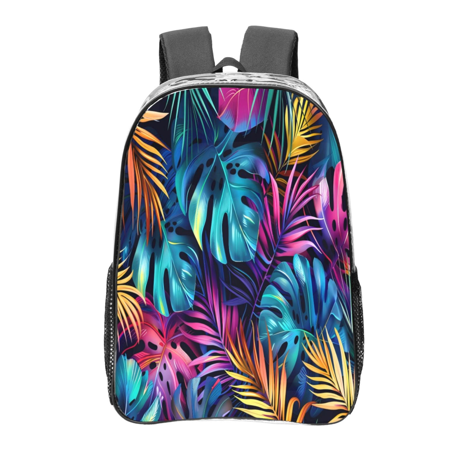 Susaid Colorful Tropical Leaves Print Clear Backpack See Through ...