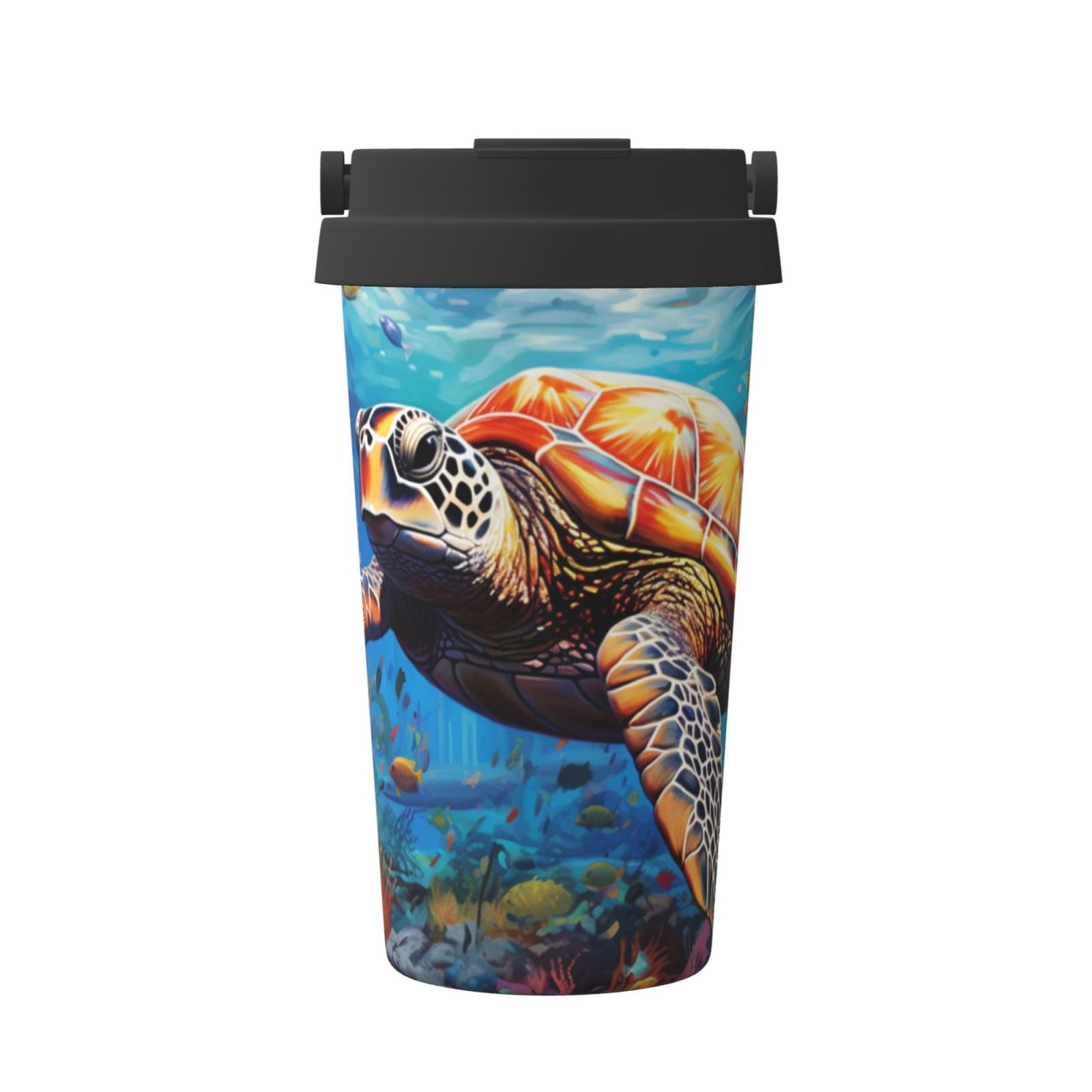 Susaid Colorful Underwater Sea Turtle Print Coffee Travel Mug ...