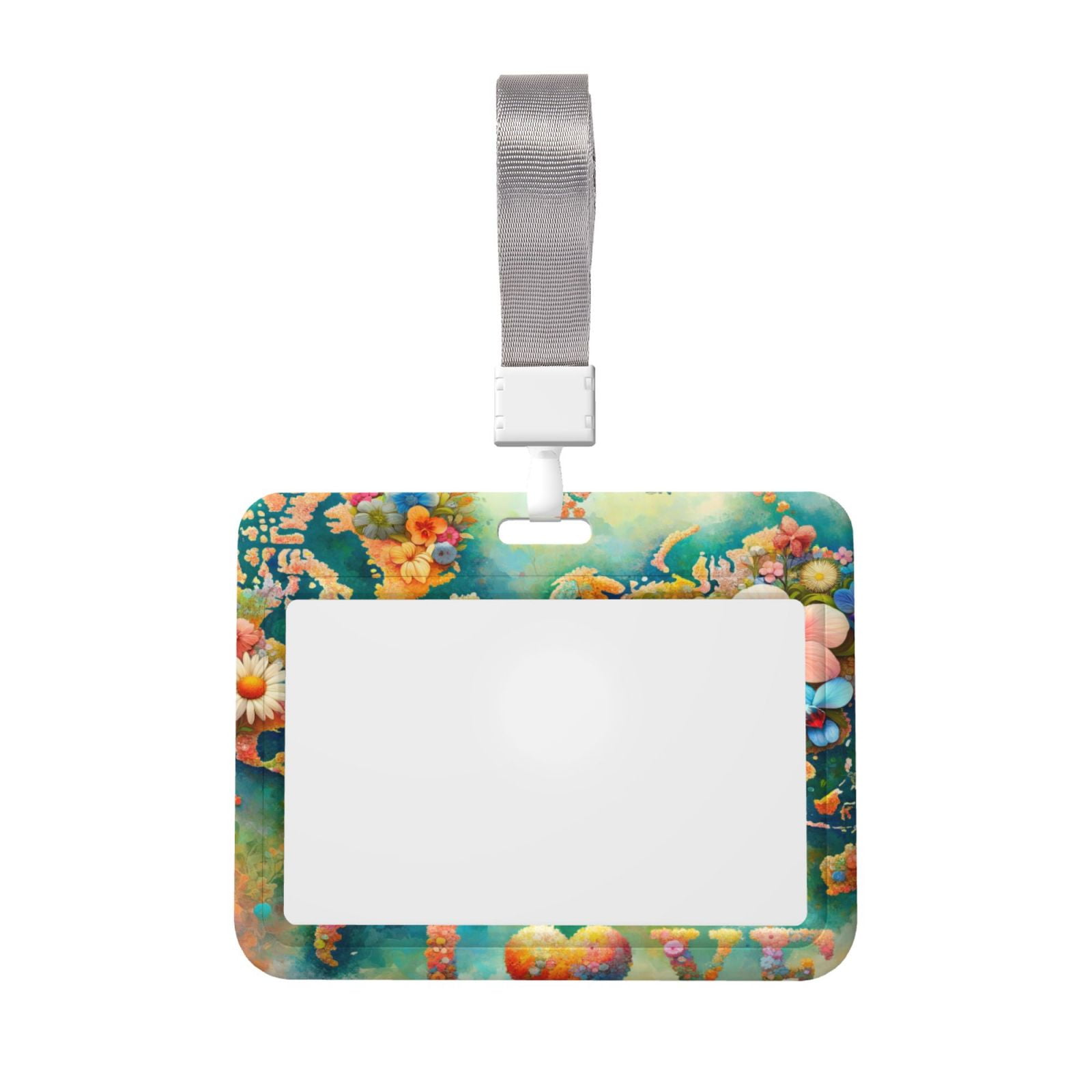 Susaid Colorful World Map Print ID Badge Holder with Double-Sided ...